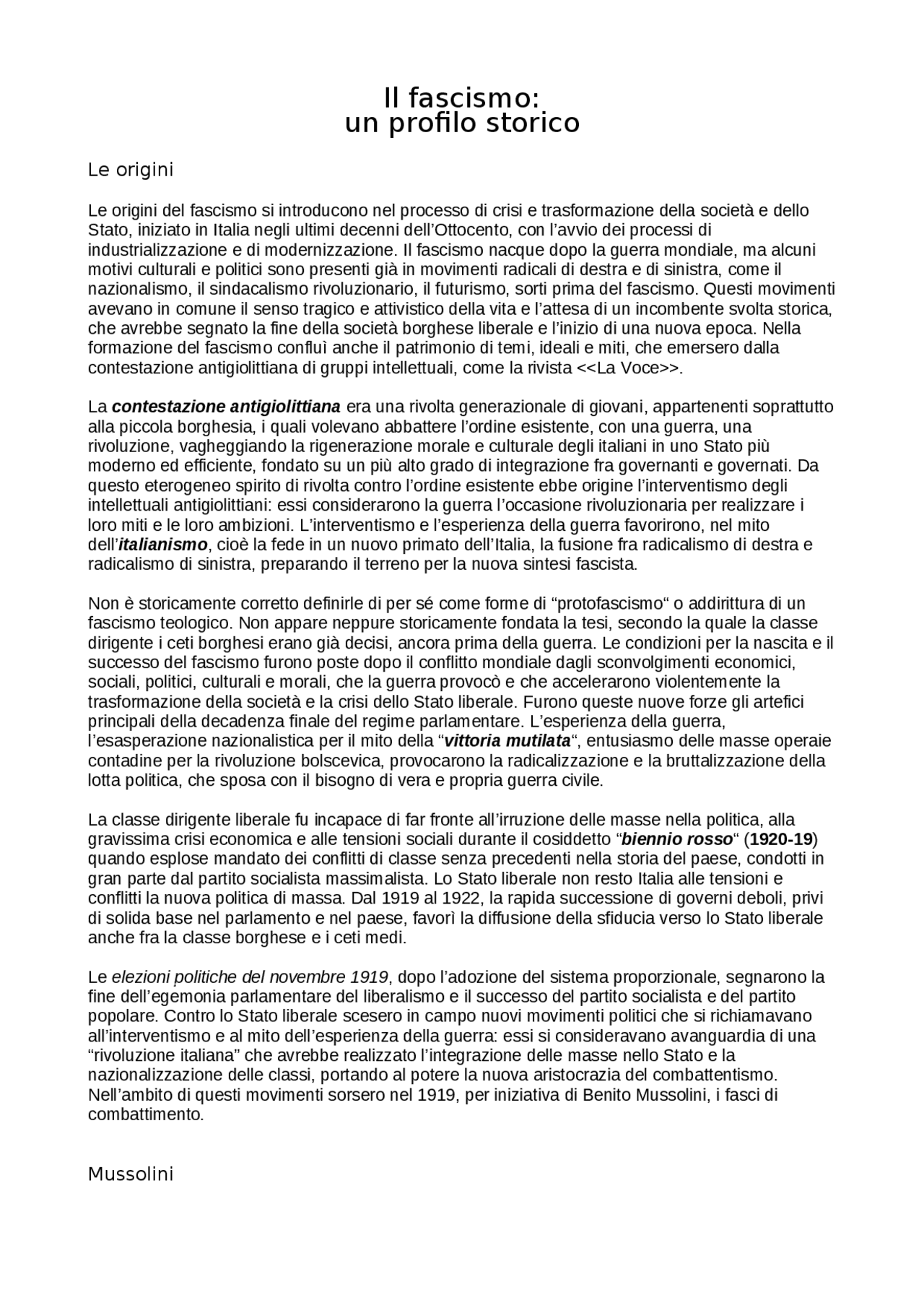Il Fascismo In Tre Capitoli Emilio Gentile Docsity