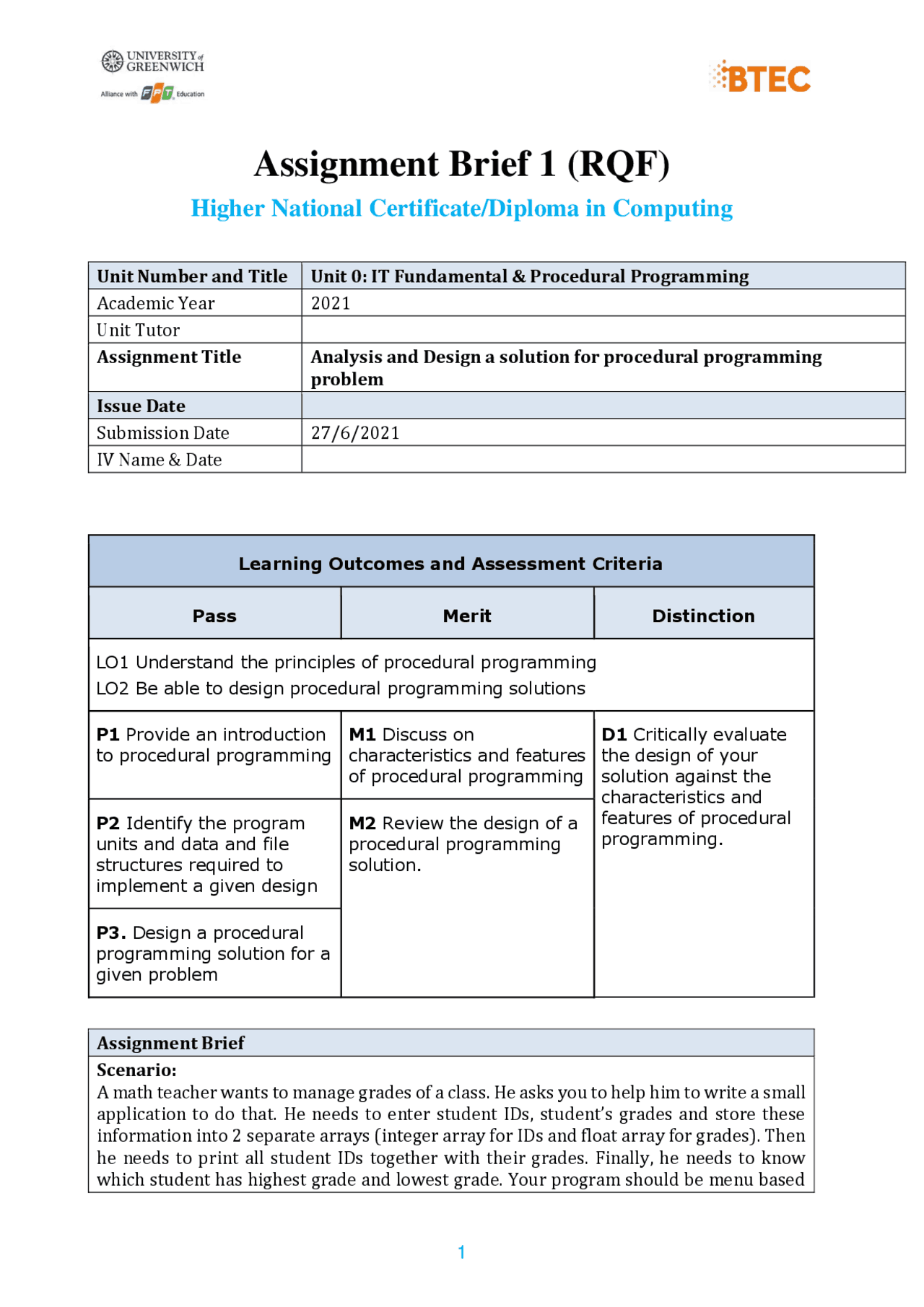 Procedural Programming Docsity