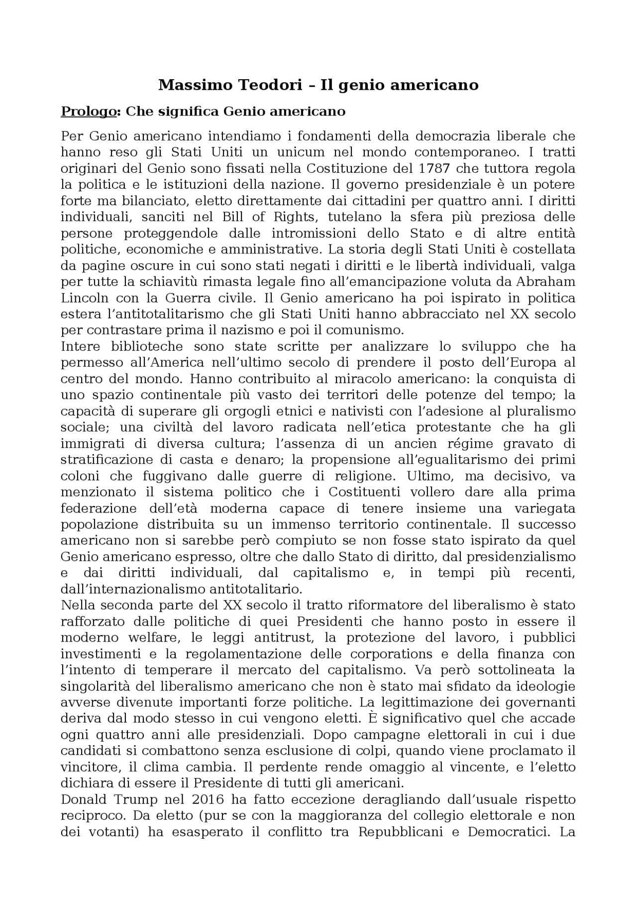 Il Genio Americano Massimo Teodori Docsity