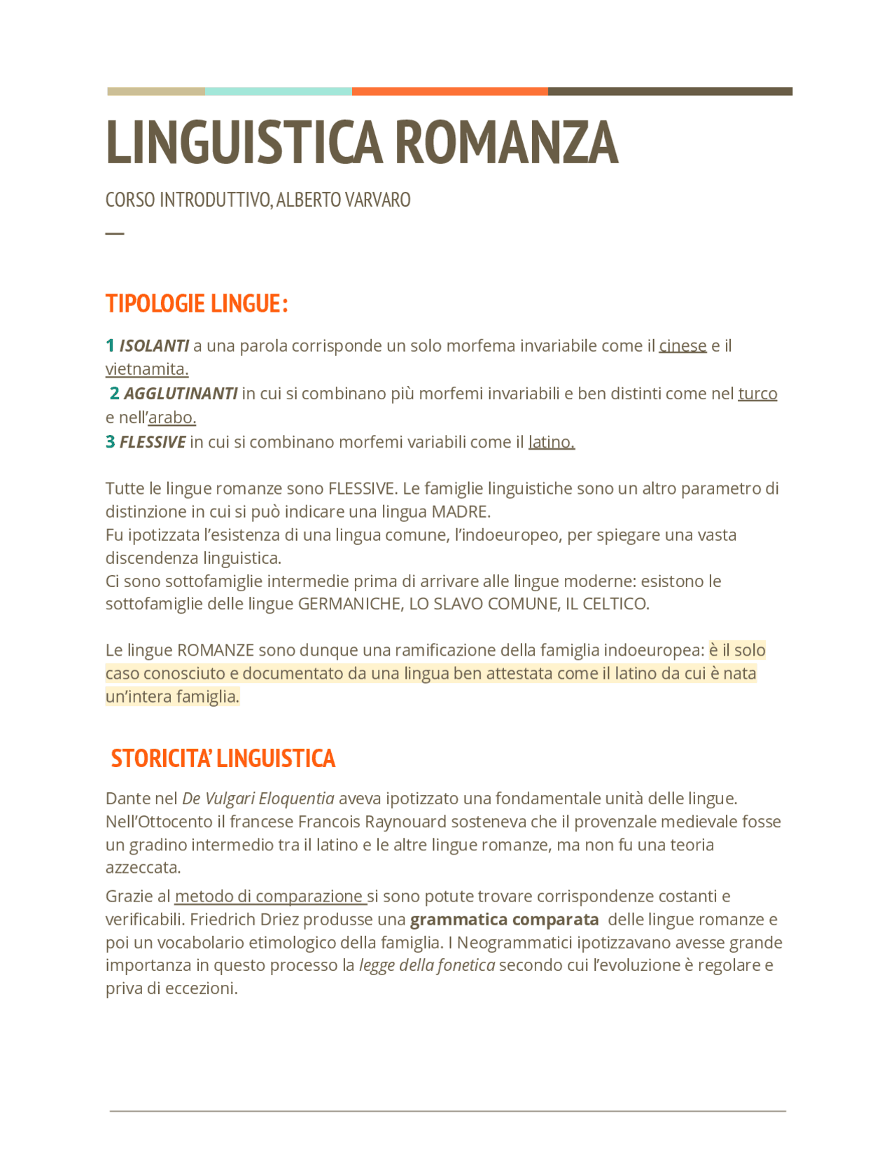 Riassunto Di Linguistica Romanza Di Alberto Varvaro Docsity