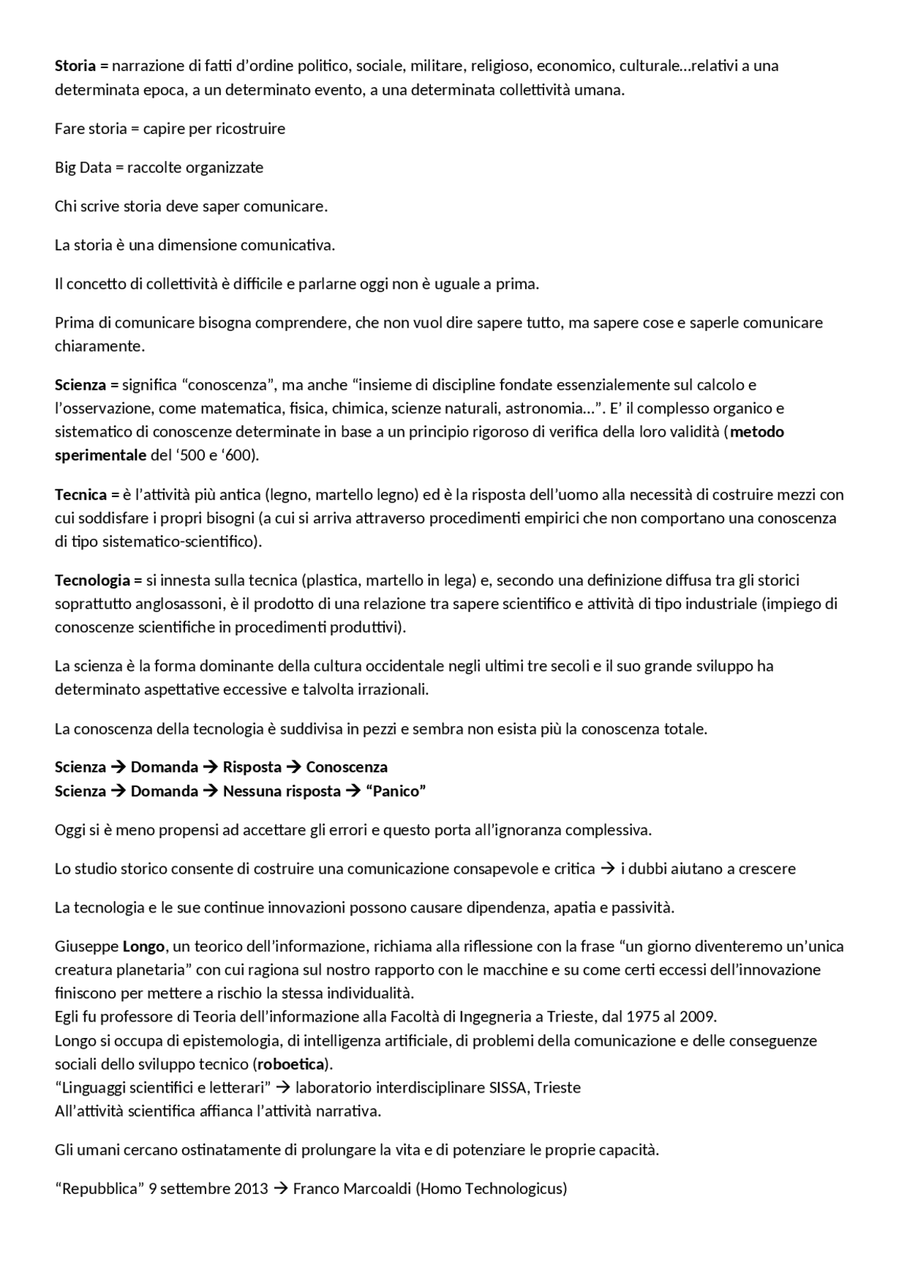 Appunti di Storia della Scienza e delle Tecniche (Scienze della ...