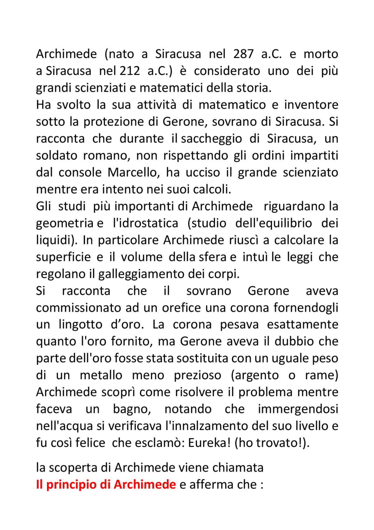 Ricerca Su Archimede Elegge Di Archimede Guide Progetti E Ricerche