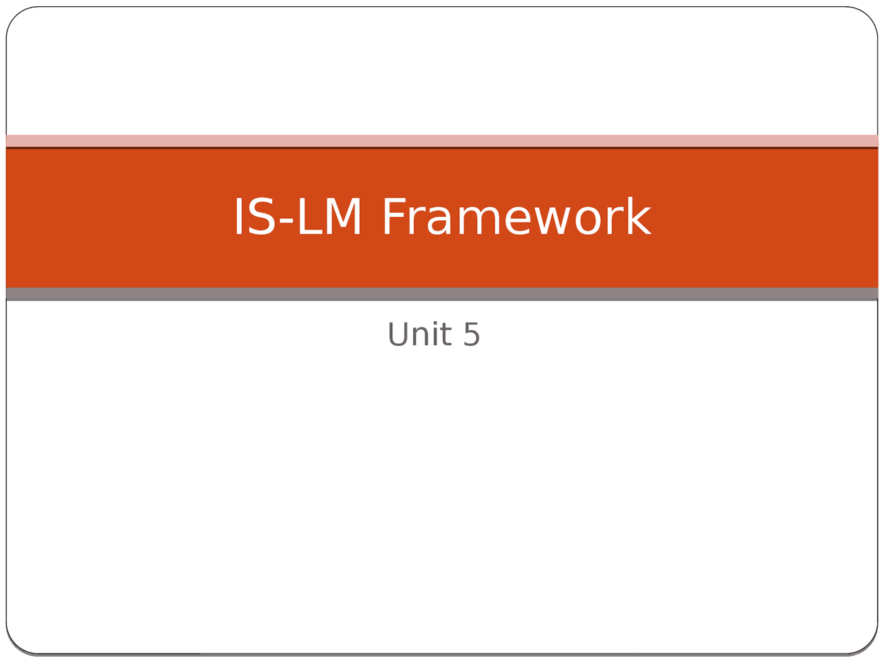The IS-LM model is a way to explain and collect the economic ideas ...