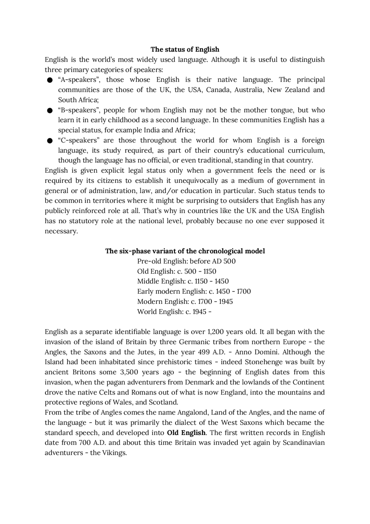 History of the English language - Docsity