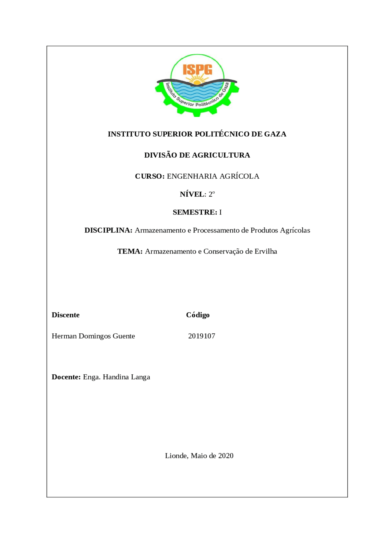 Armazenamento E Conservação De Ervilha Docsity