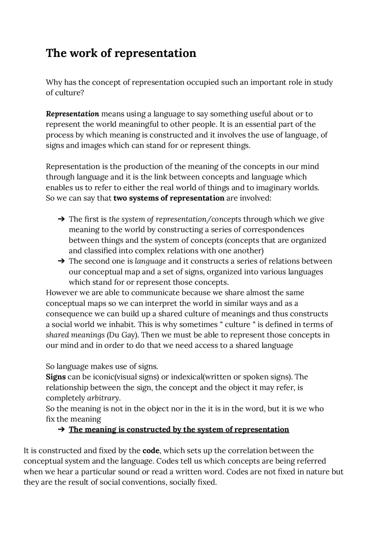 The Work Of Representation Docsity