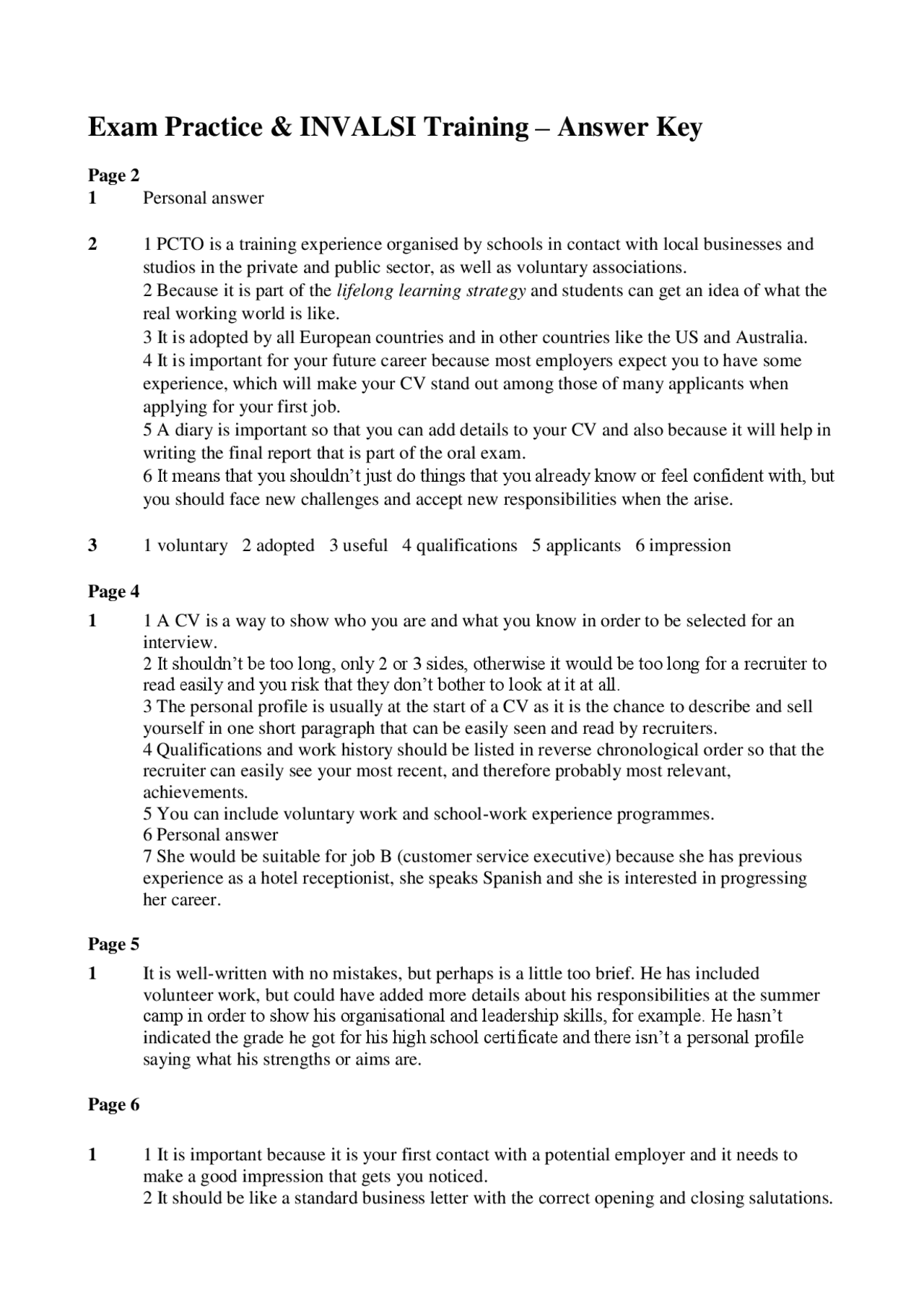 Exam Practice & INVALSI Training: Personal Profile, PCTO, and Vlogging ...