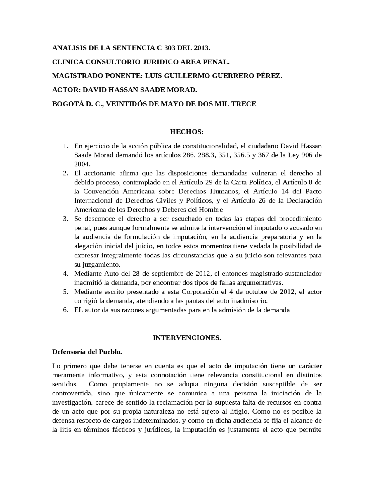 Análisis De La Sentencia C 303 Docsity