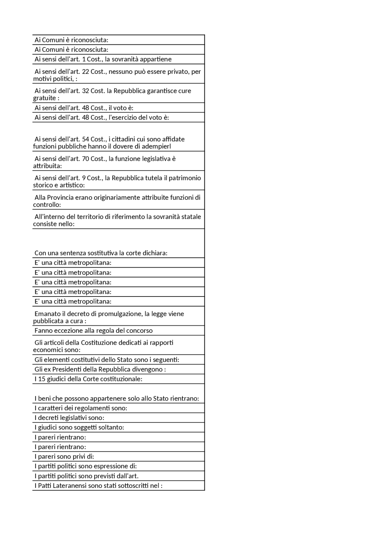 Test Di Principi Costituzionali Docsity