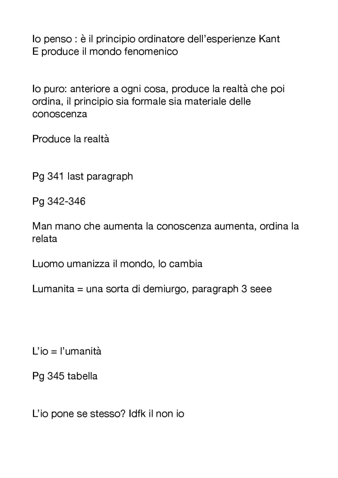 Appunti Su Kant E Fichte Docsity