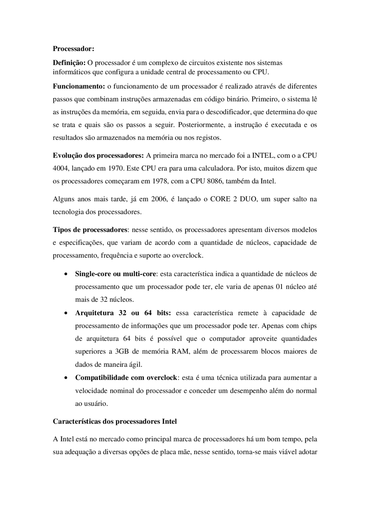 Resumo Sobre Processadores Docsity