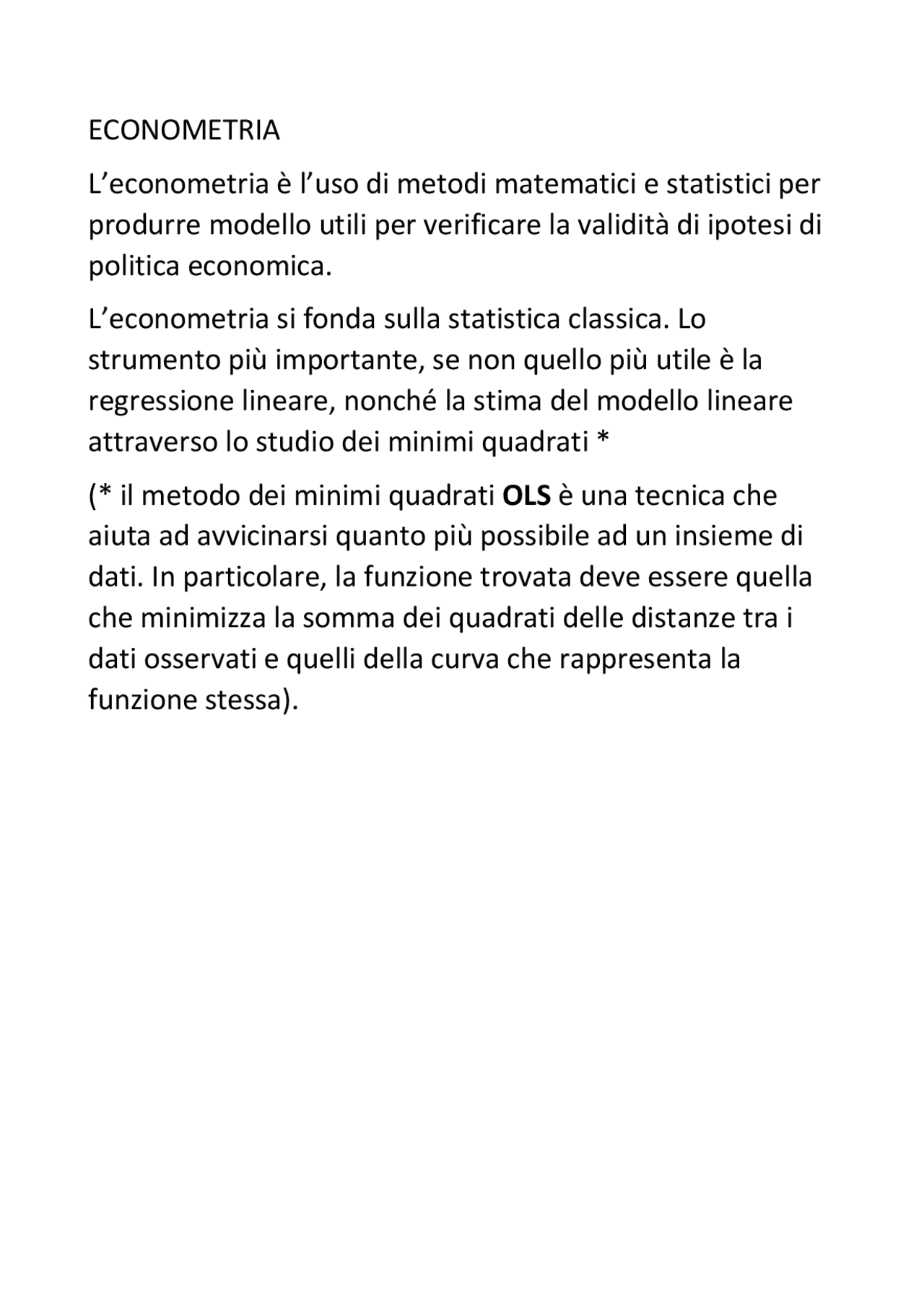 Appunti Di Econometria E Il Suo Legame Con La Statistica Docsity