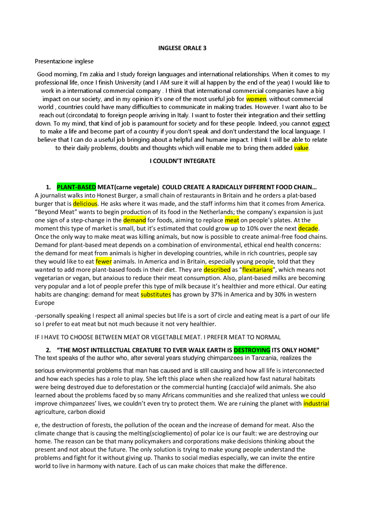 Inglese 3 Orale Riassunto Dispensa Appunti Di Lingua Inglese Docsity