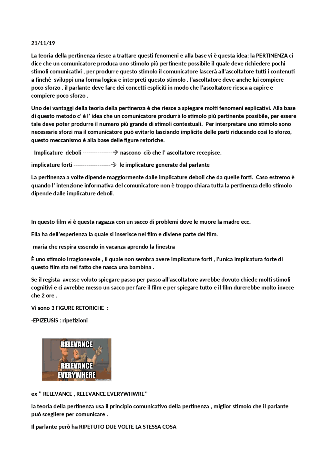 Le Origini Della Comunicazione Pertinenza Ecc Docsity
