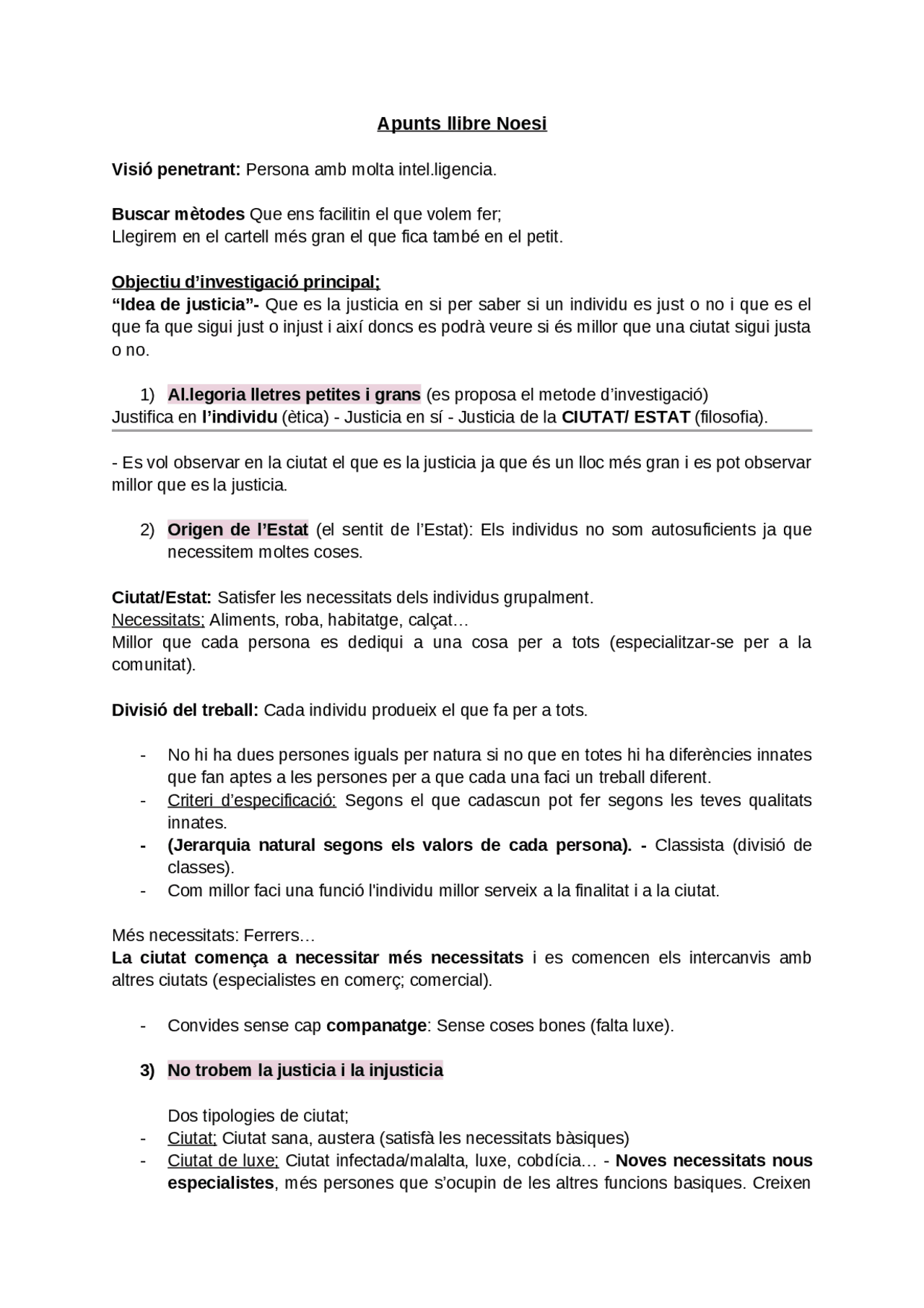 Apunts sobre el llibre Noesi | Apuntes de Filosofía | Docsity