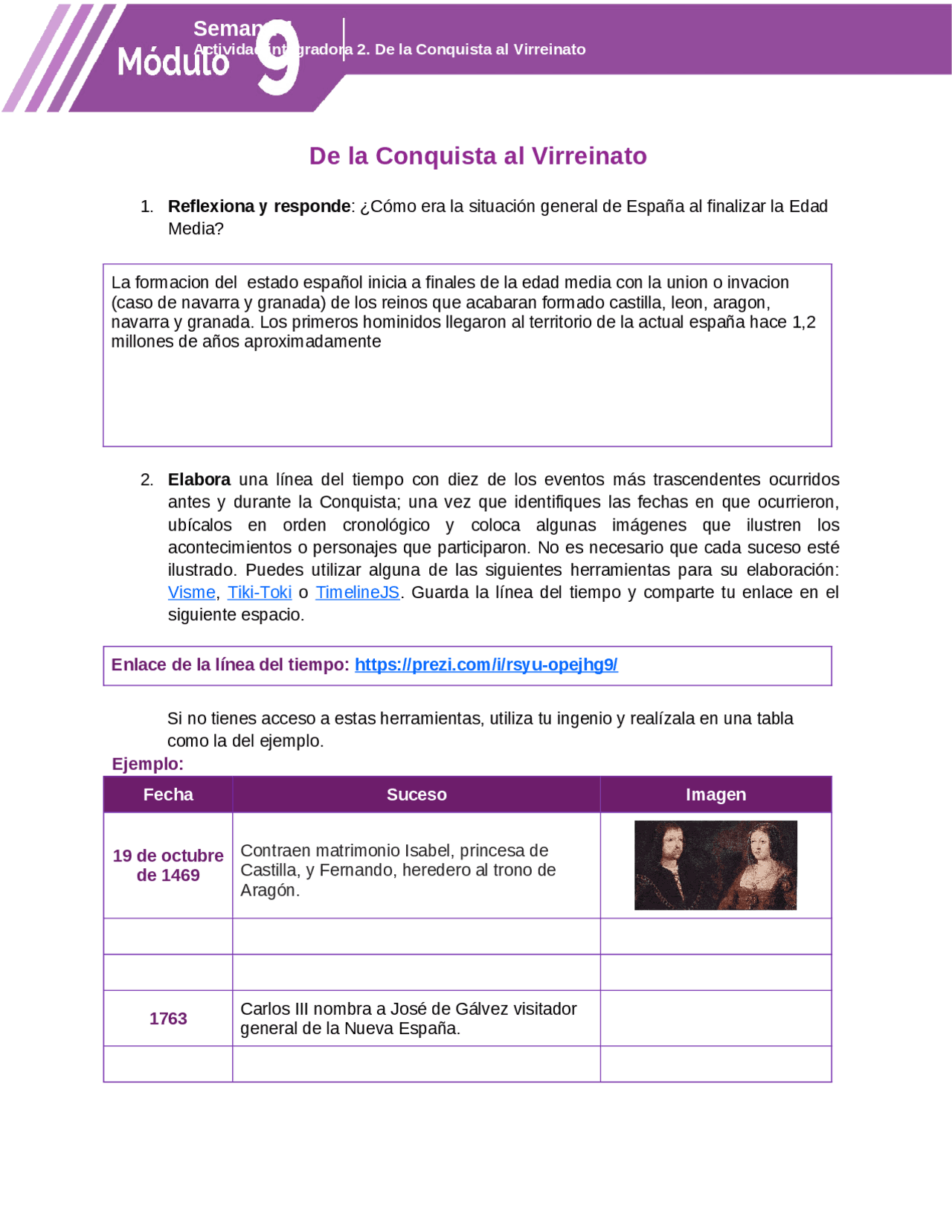 Actividad Integradora 2 Modulo 9 Apuntes De Historia De España Docsity