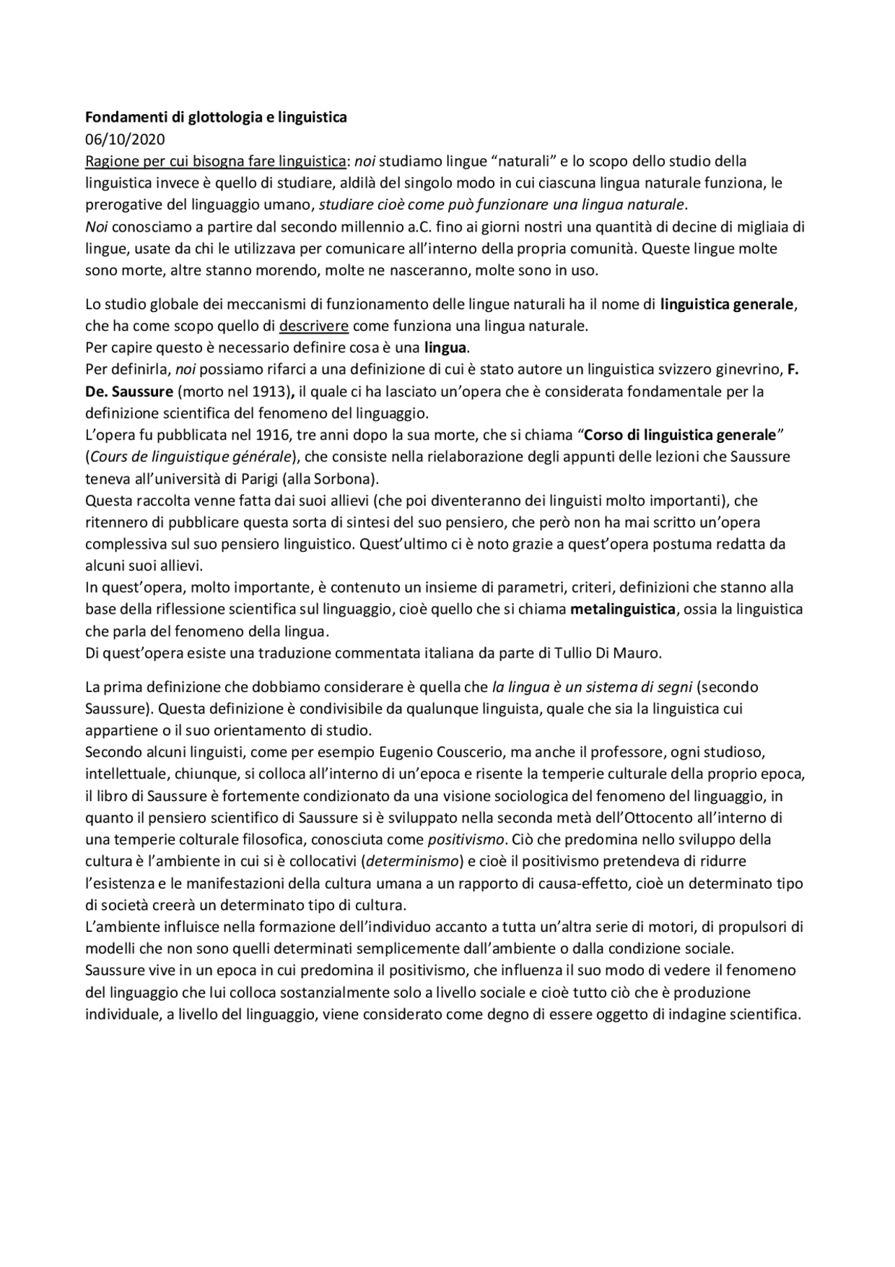 Appunti Modulo A Fondamenti Di Glottologia E Linguistica Docsity
