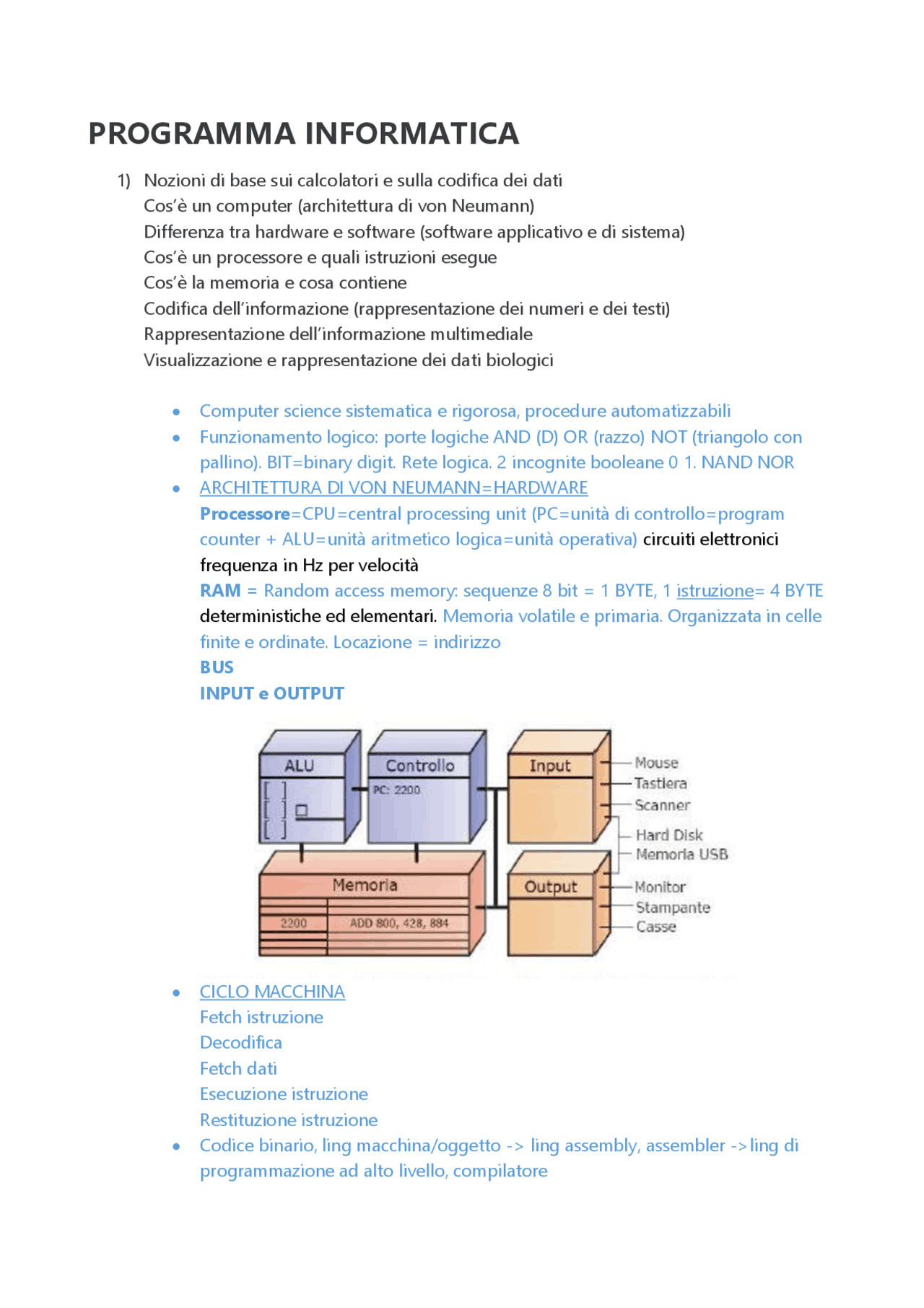 Programma sintetico informatica - Docsity