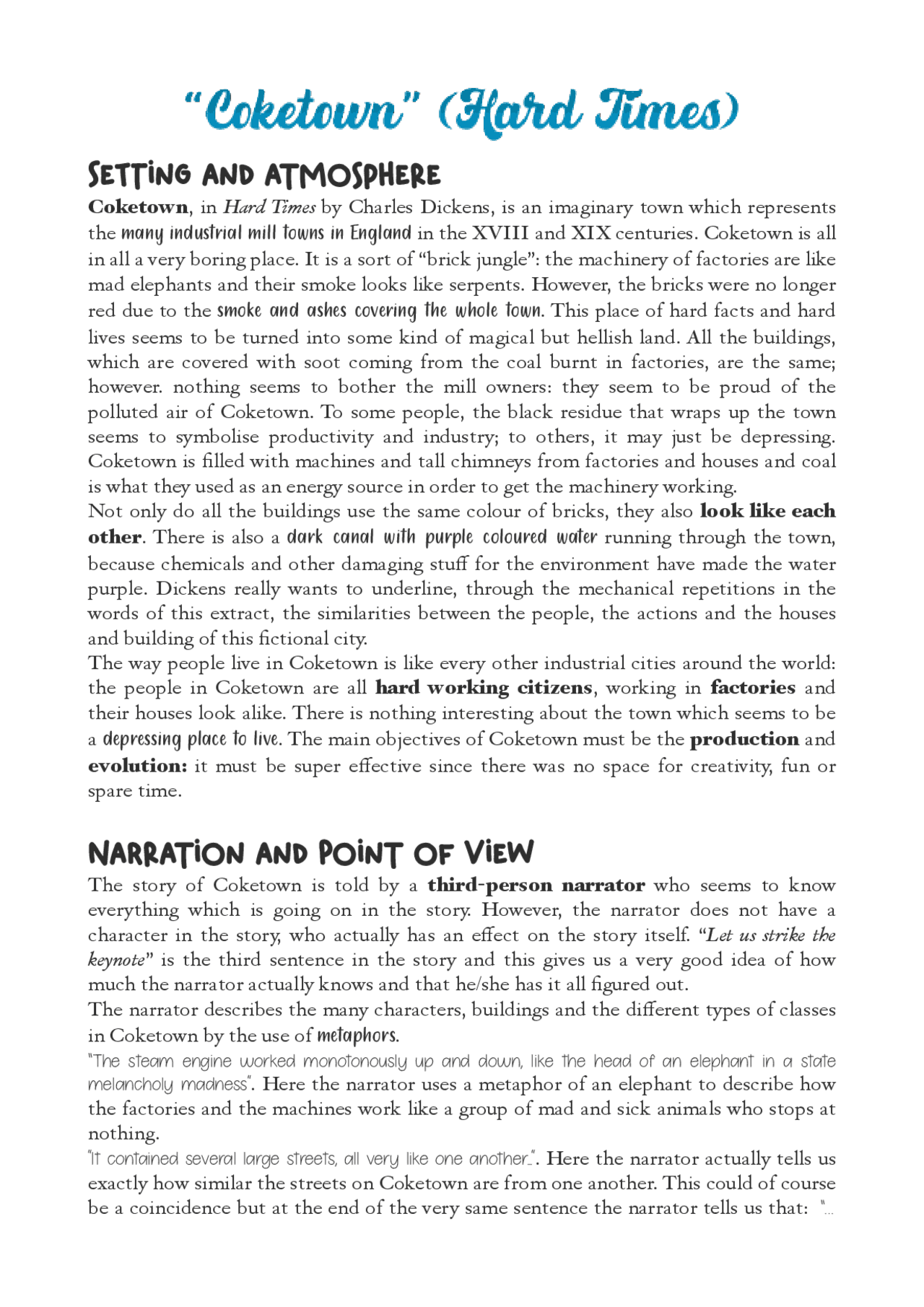 Coketown by Charles Dickens - Docsity