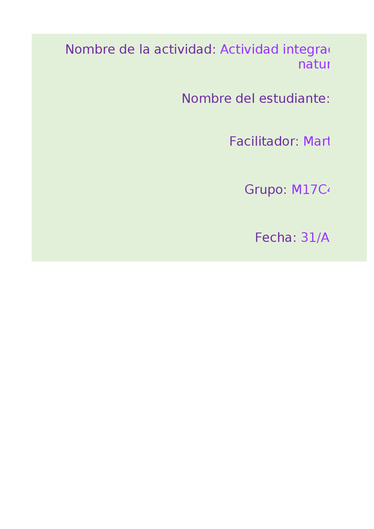 Modulo 17 semana 1 Actividad integral 1 - Docsity