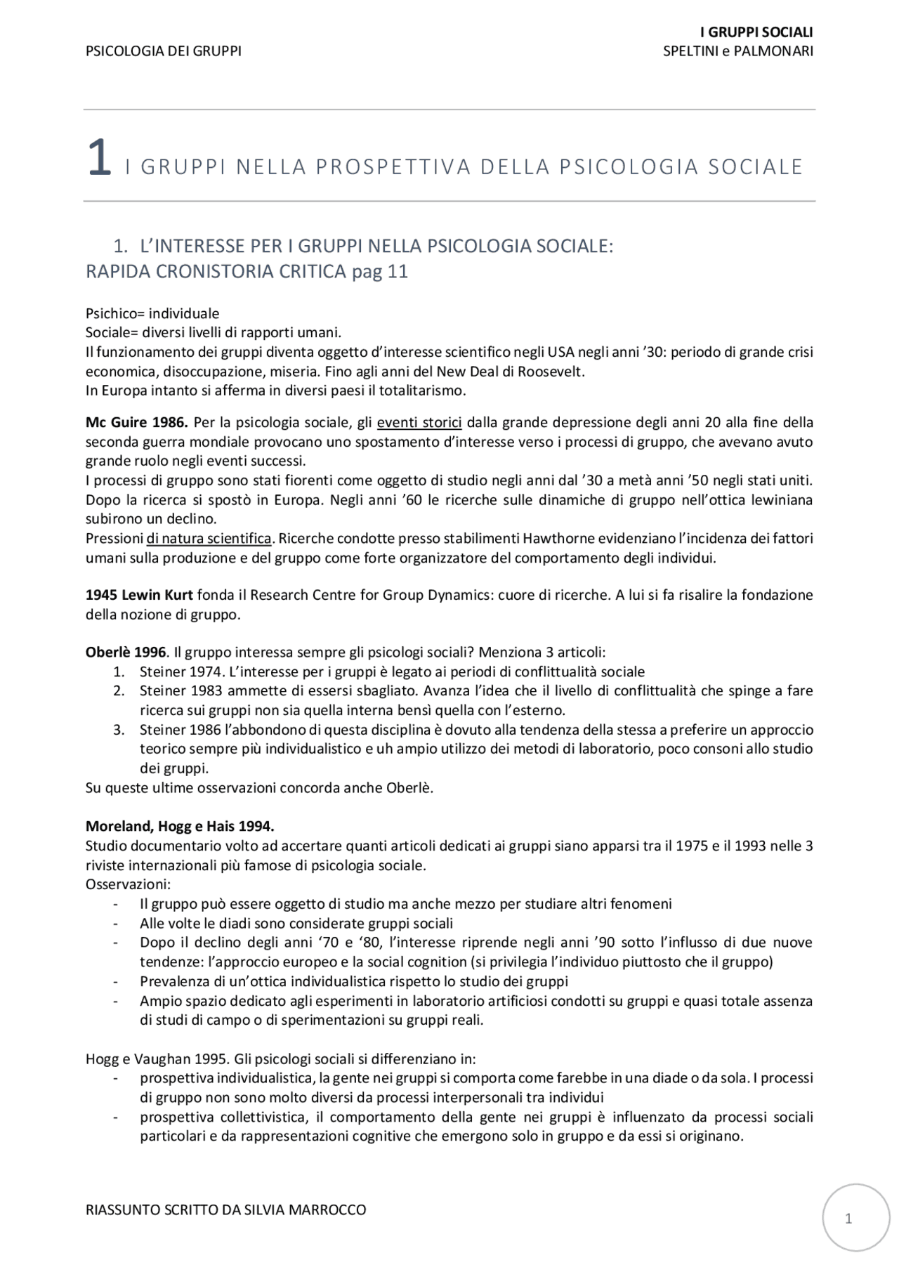 I Gruppi Sociali Riassunto Del Testo Docsity
