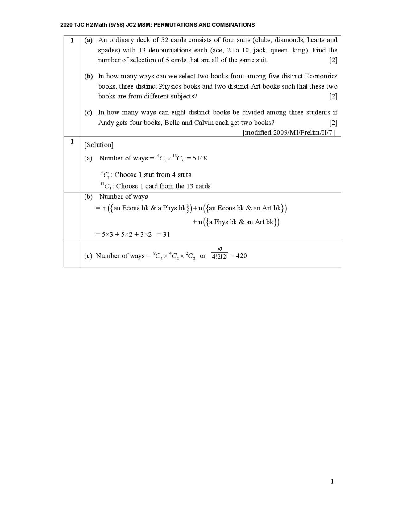 Permutation And Combination Docsity