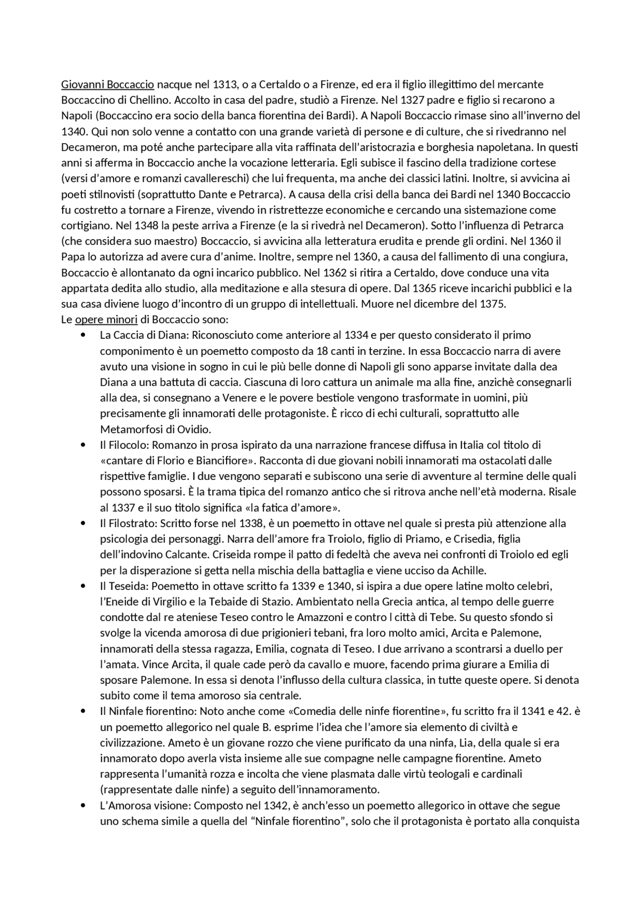 Appunti Su Boccaccio Docsity