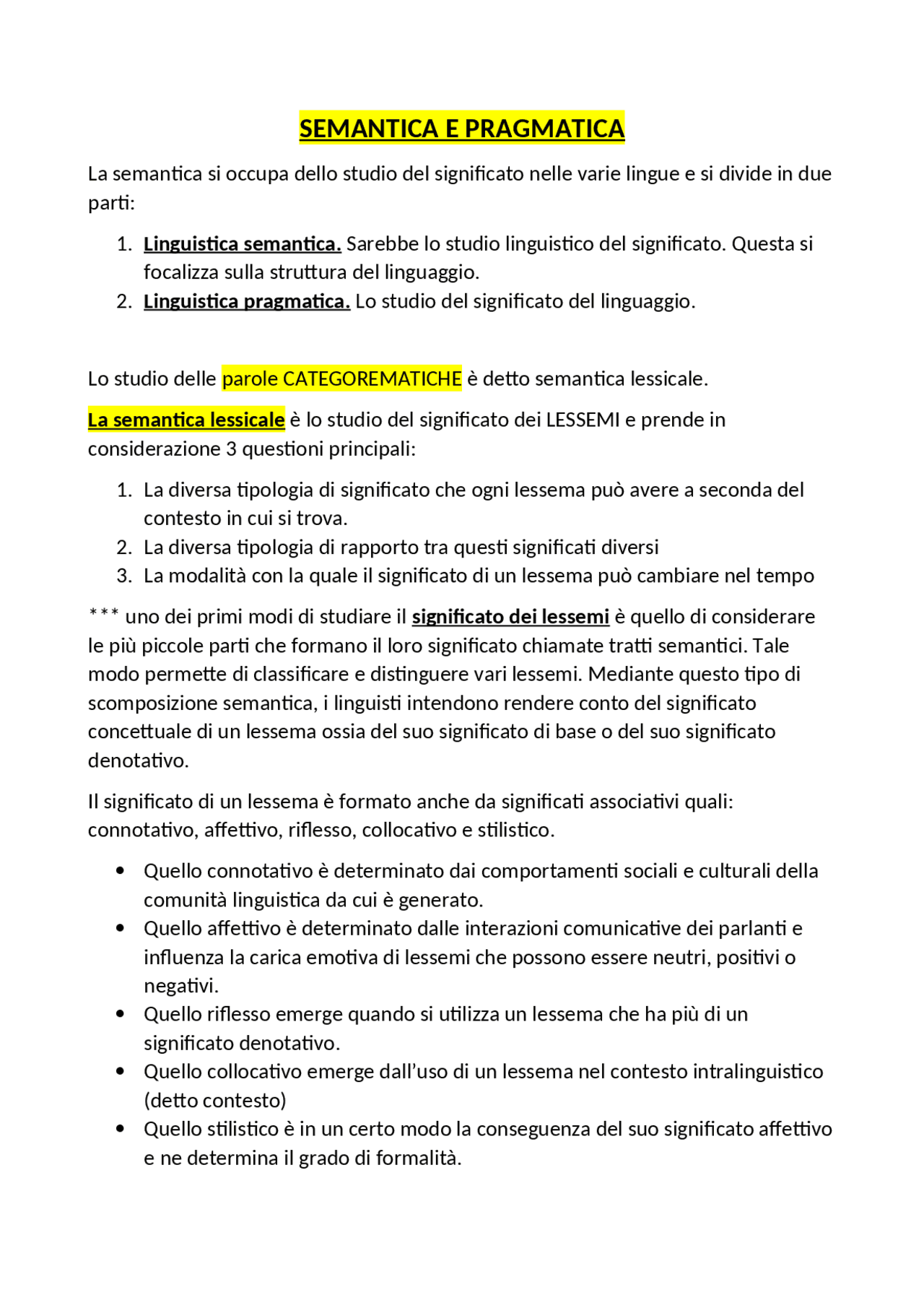 Semantica E Pragmatica Docsity