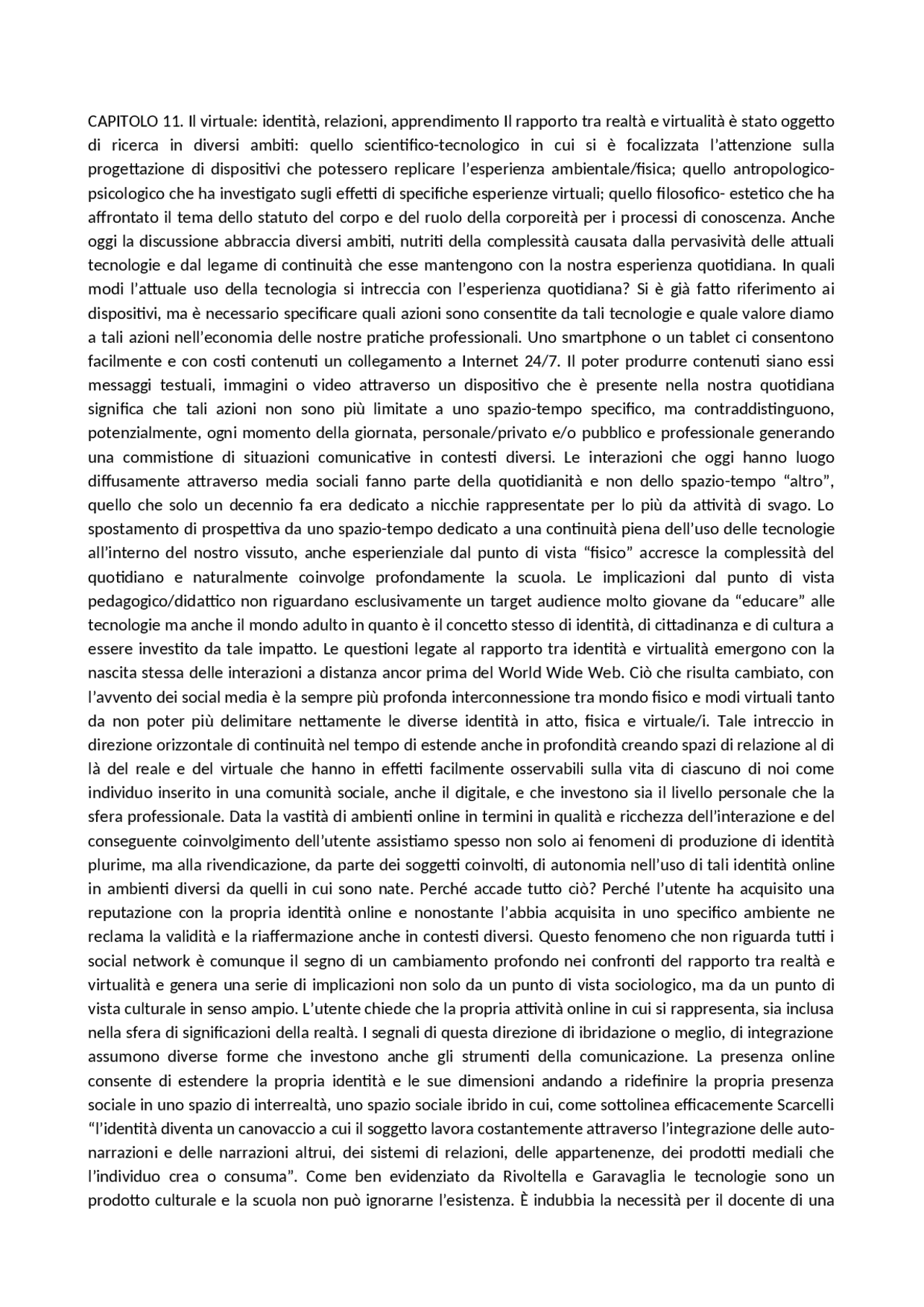 Sintesi Capitoli Libro Docsity
