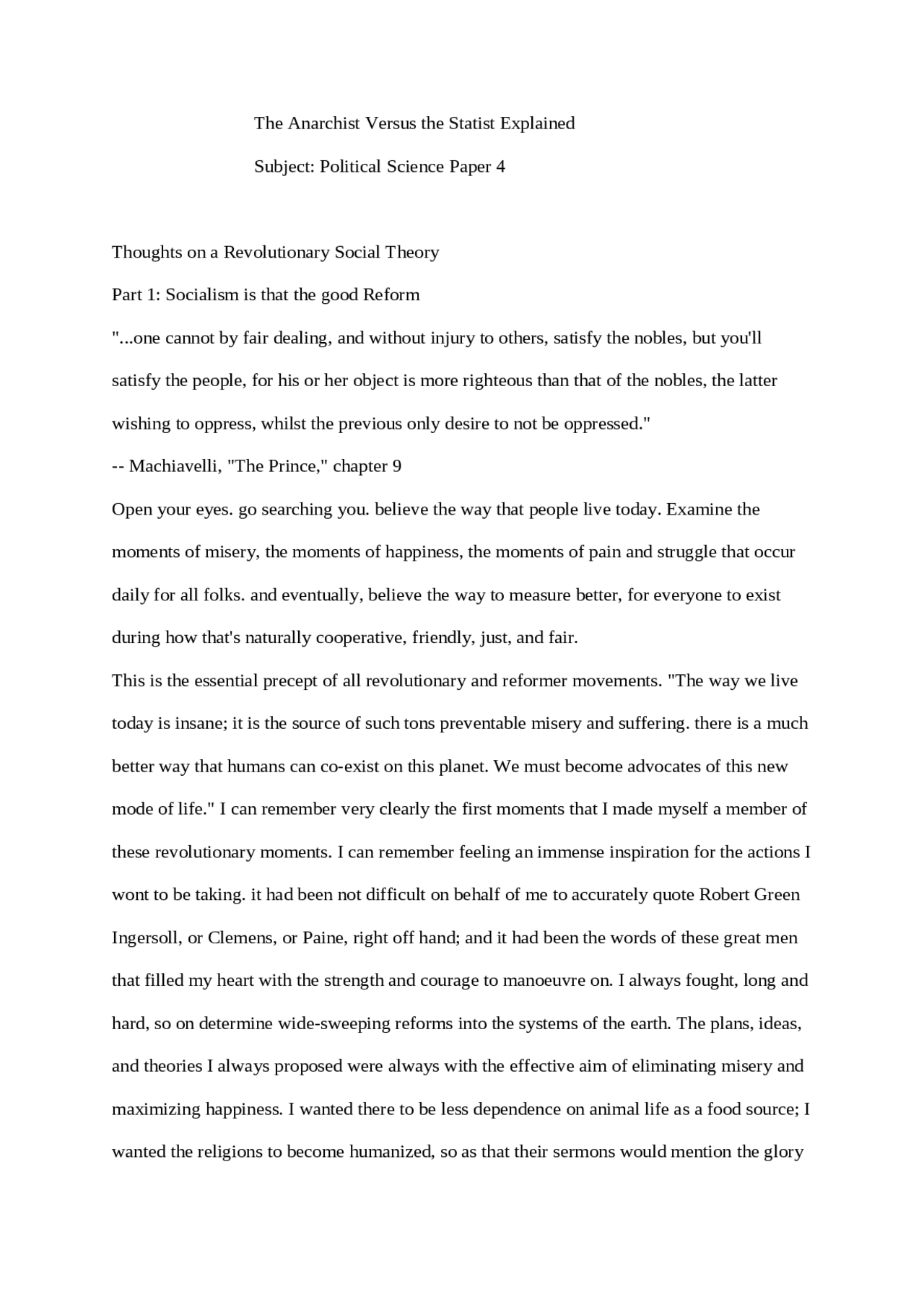 The Anarchist Versus the Statist Explained | Essays (university ...