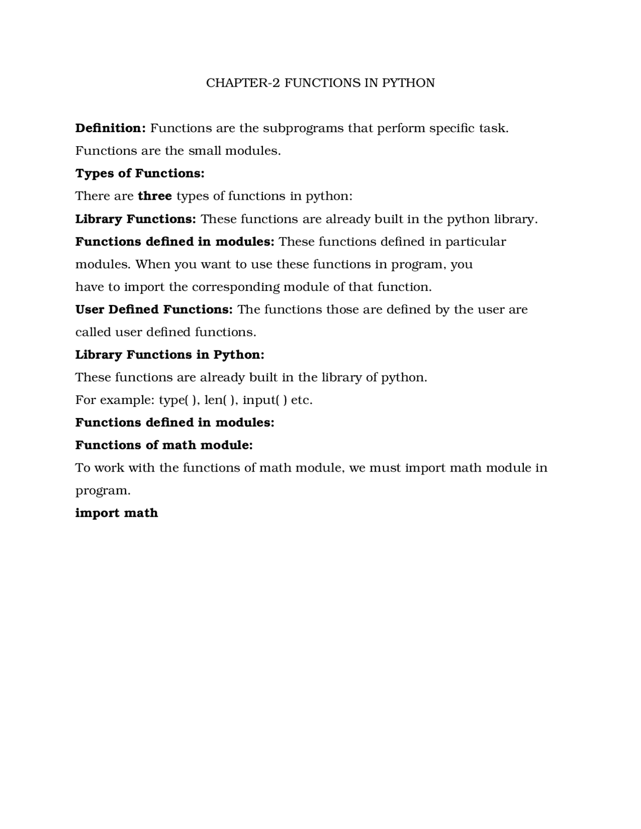 Chapter 2 Functions In Python Docsity