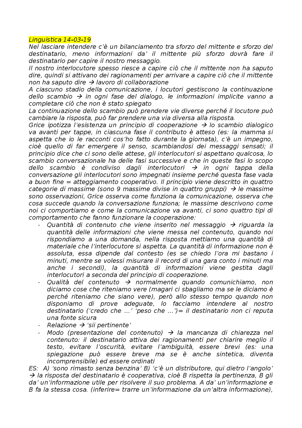 Appunti Linguistica Generale Docsity