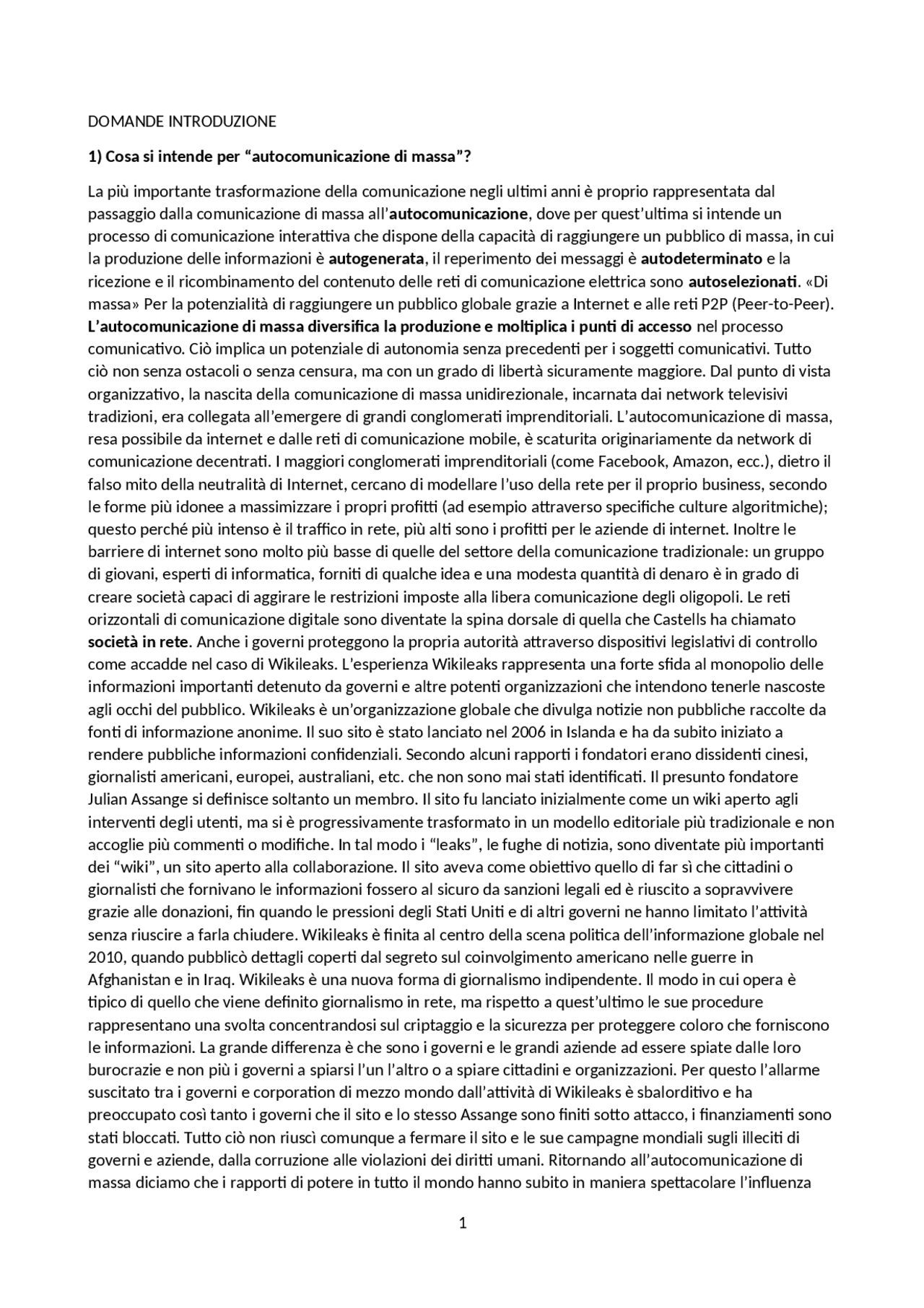 Comunicazione E Potere Castells Riassunto Docsity