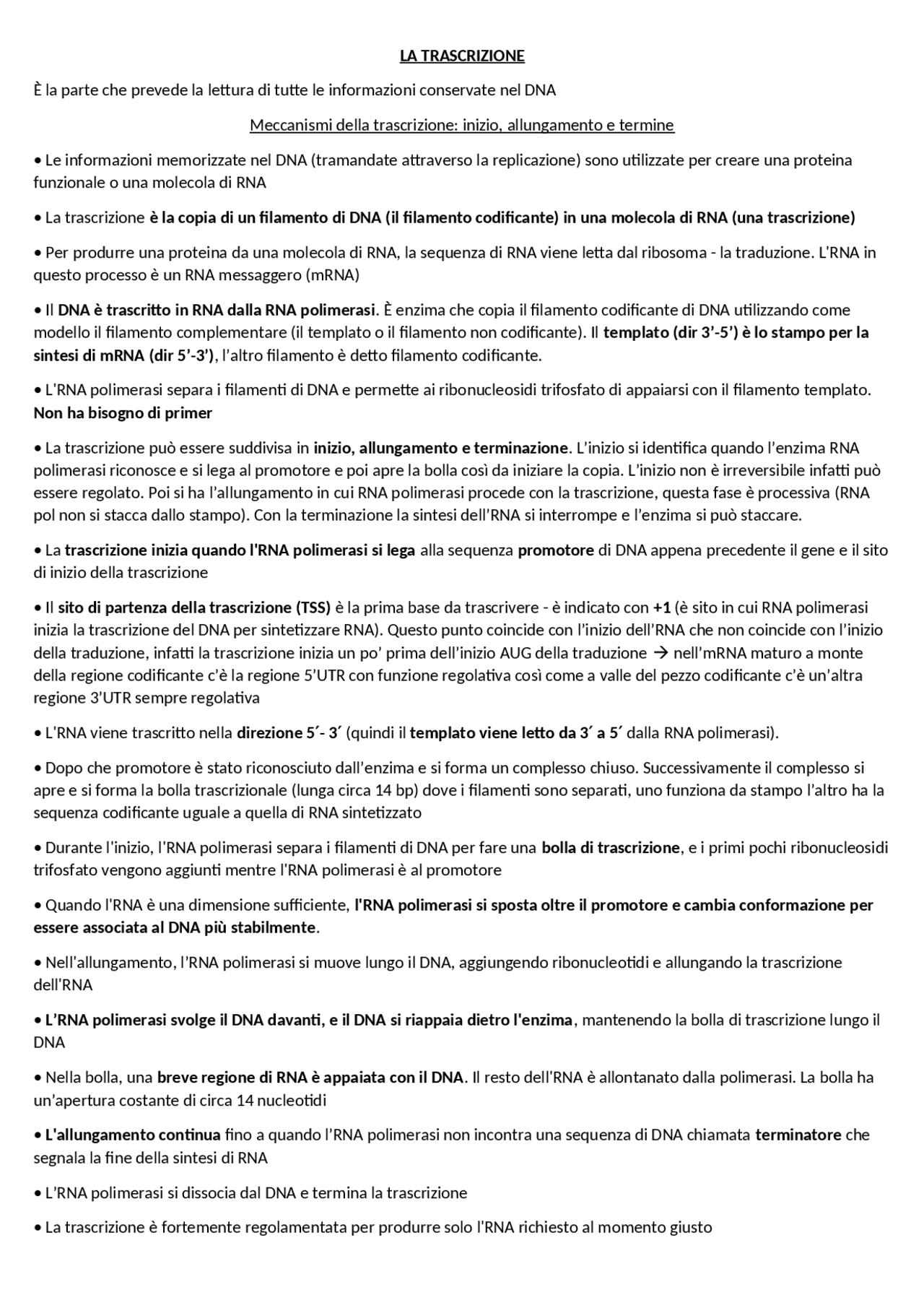 Trascrizione Eucarioti E Procarioti Docsity