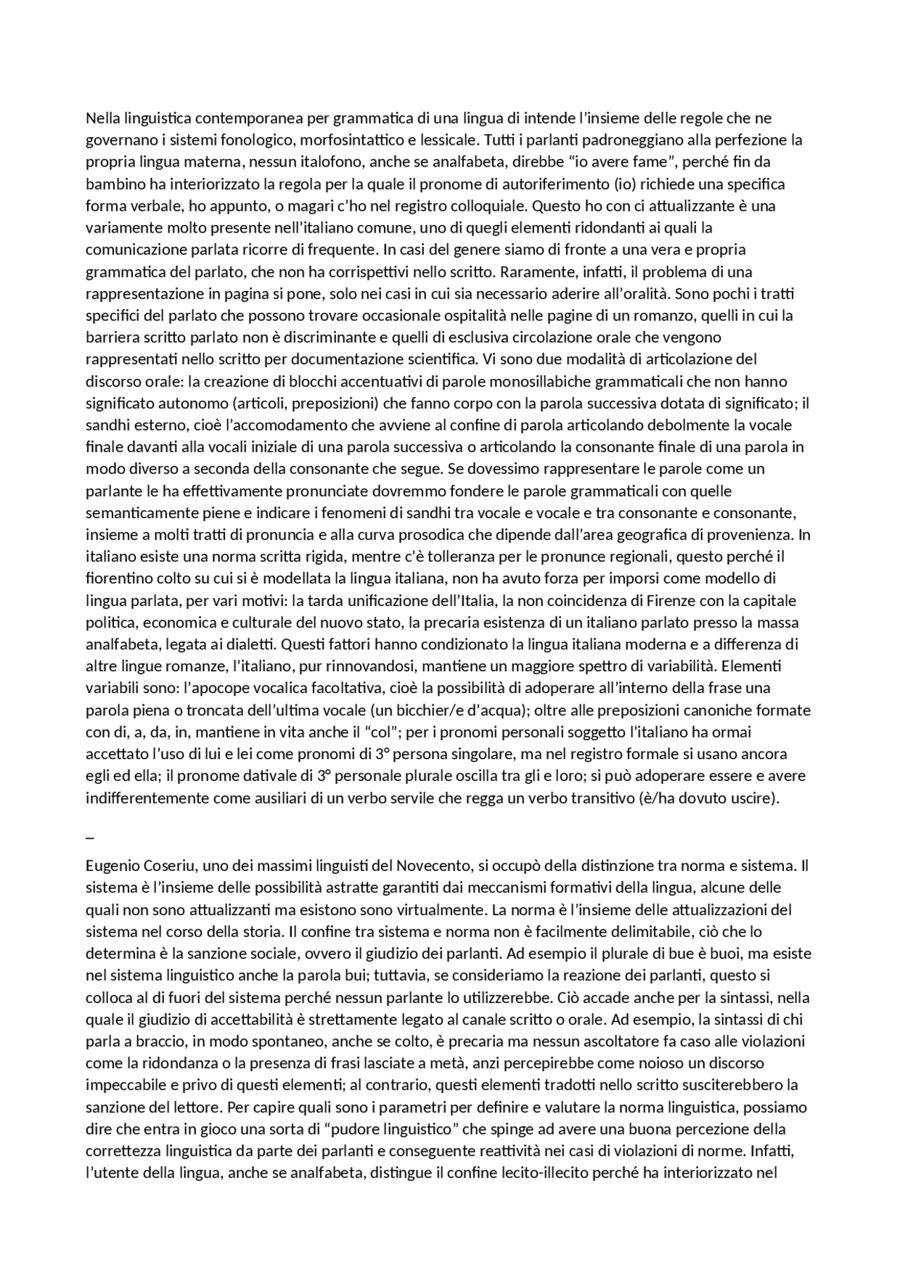 Sintesi Di Prima Lezione Di Grammatica Docsity