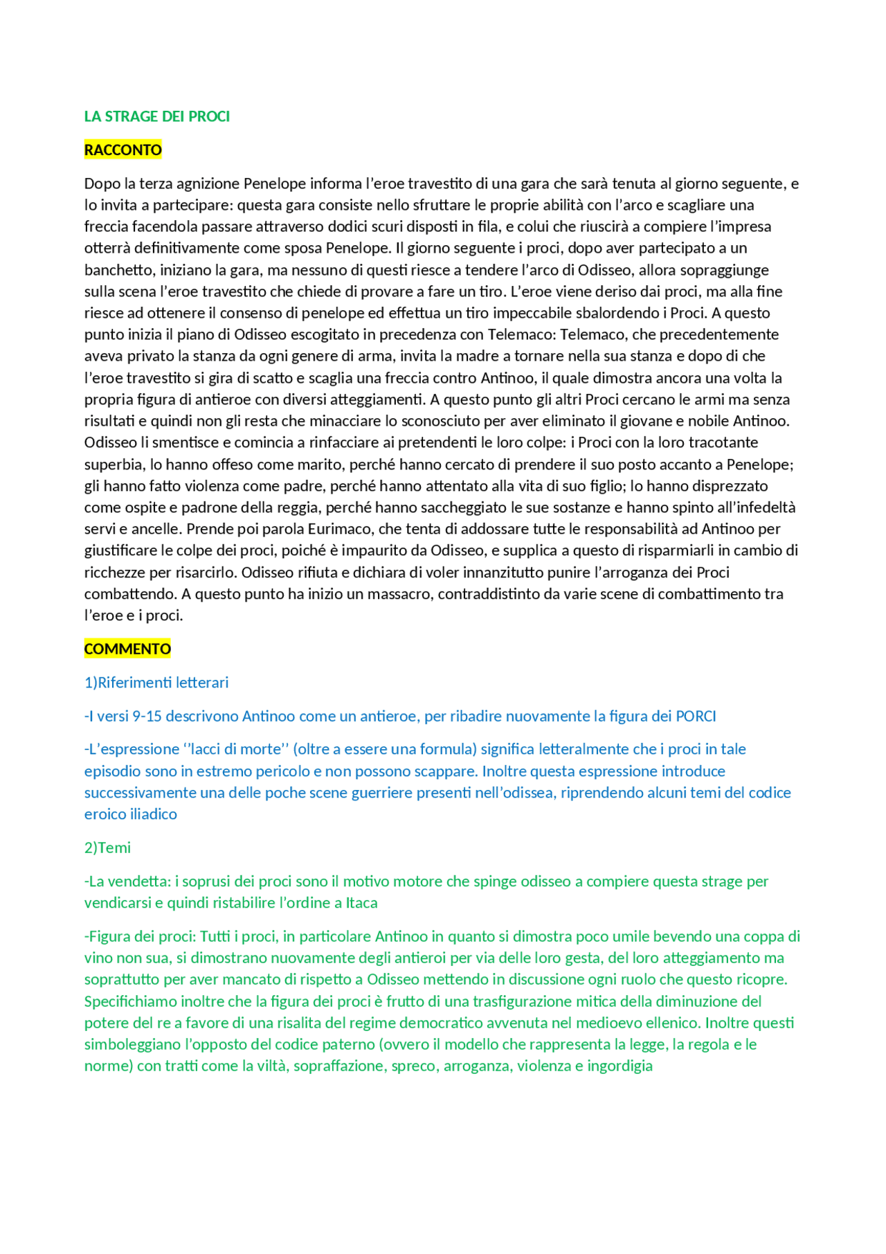 Odissea: La strage dei proci - Docsity
