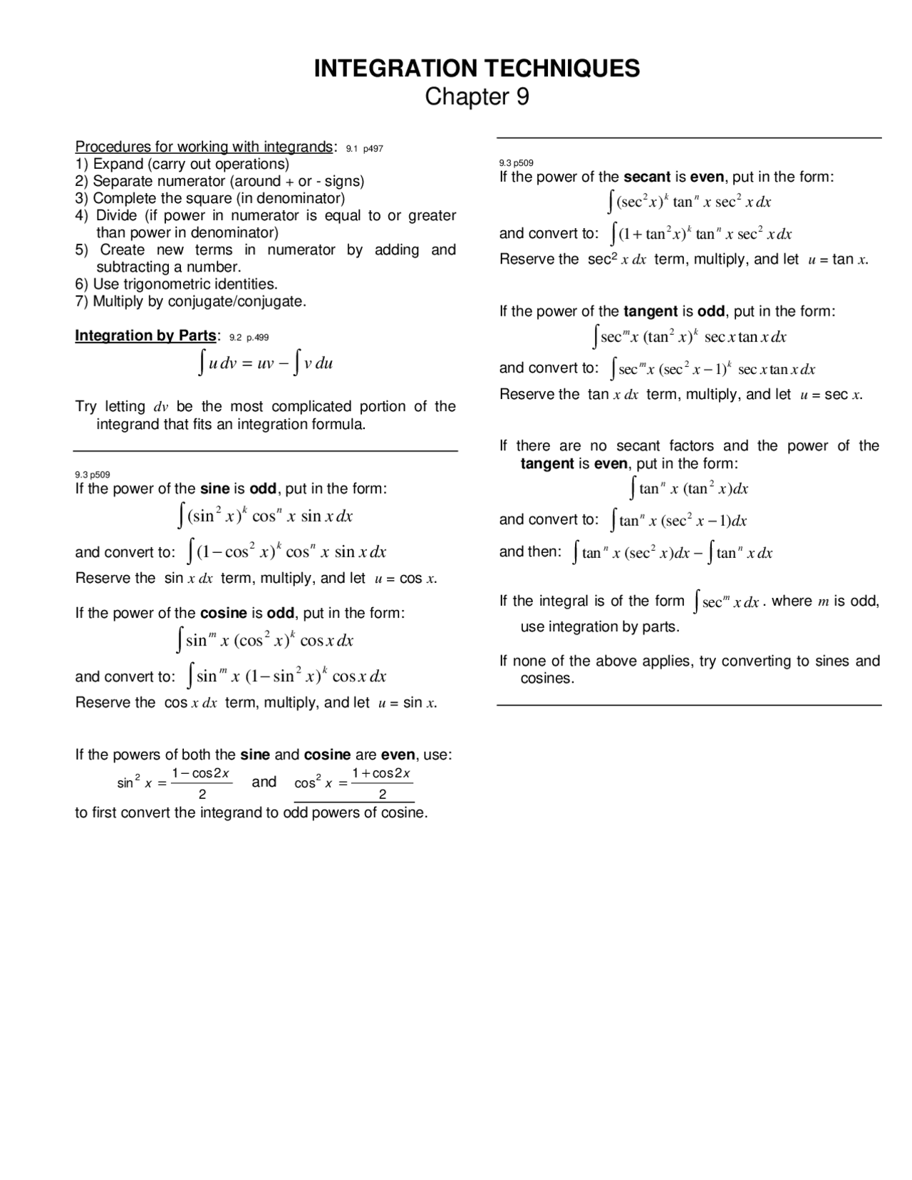 A Brief Summary On Integral Calculus Docsity