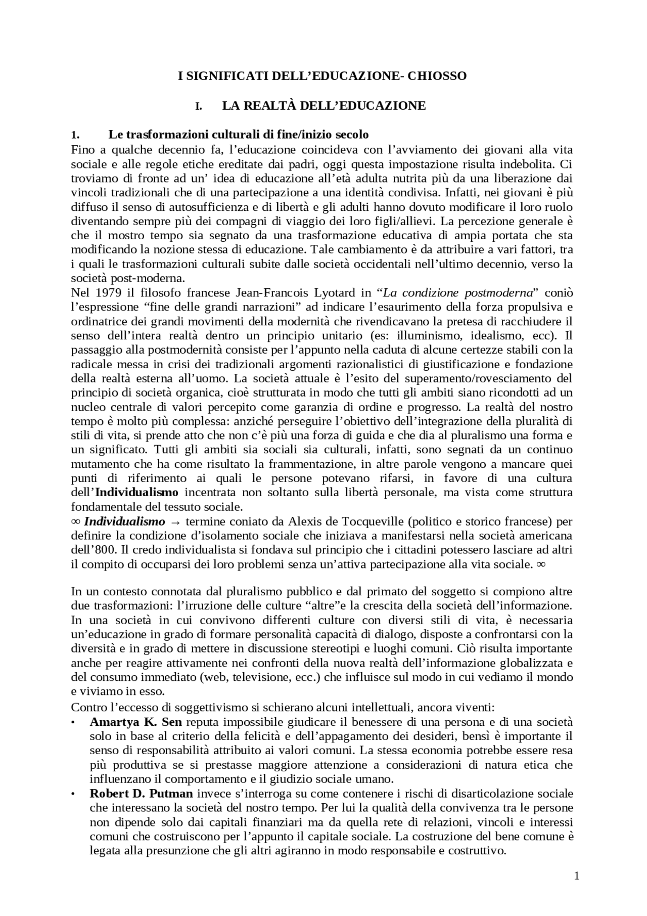 Riassunto Di Chiosso Docsity