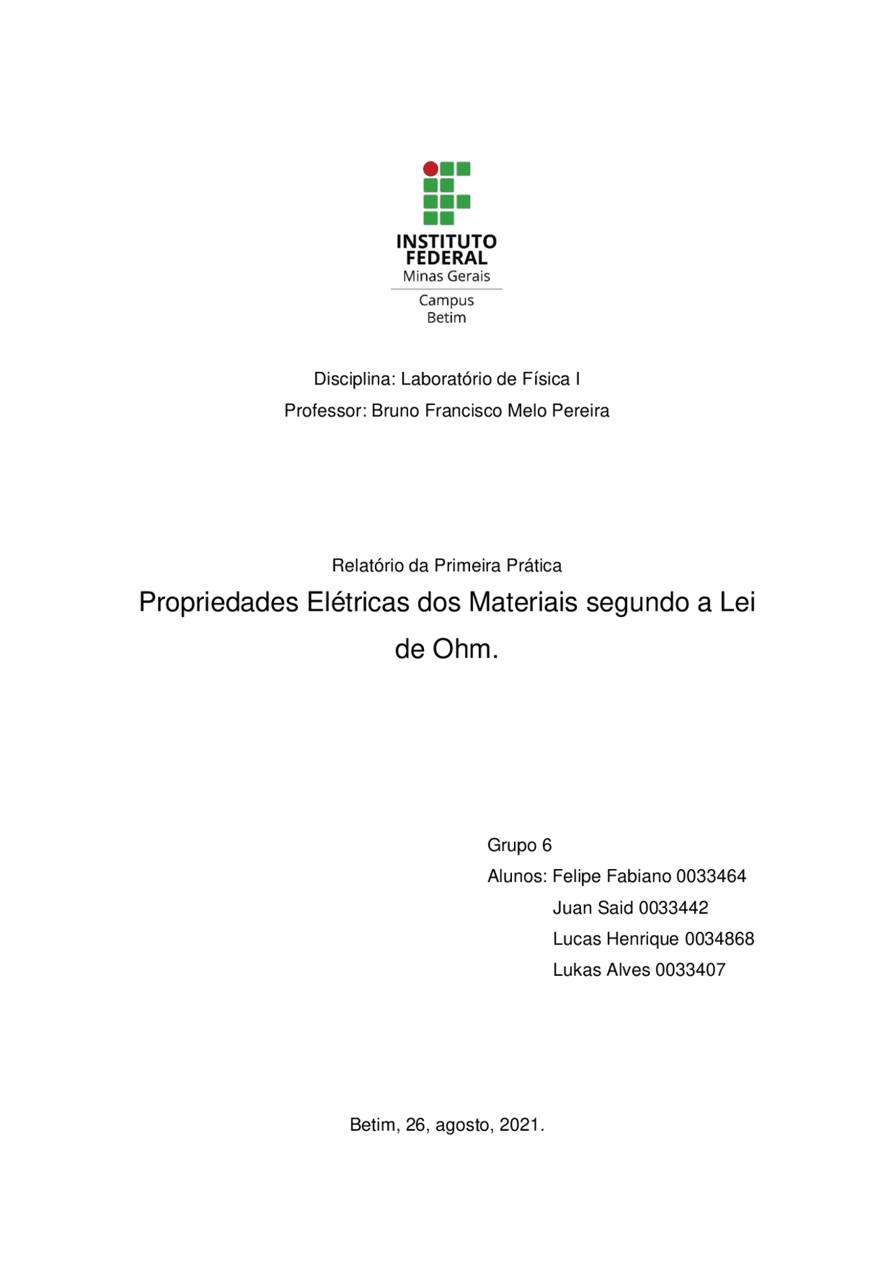 Propriedades Elétricas Dos Materiais Segundo A Lei De Ohm Docsity