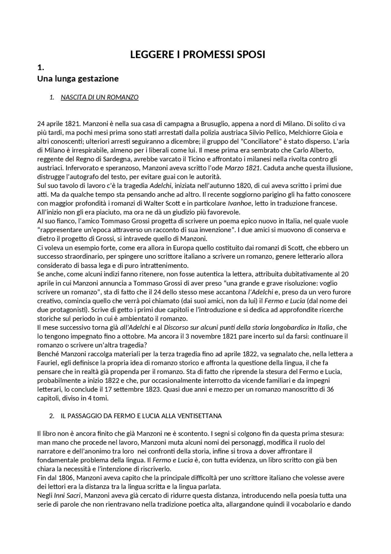 Leggere i Promessi Sposi - Docsity