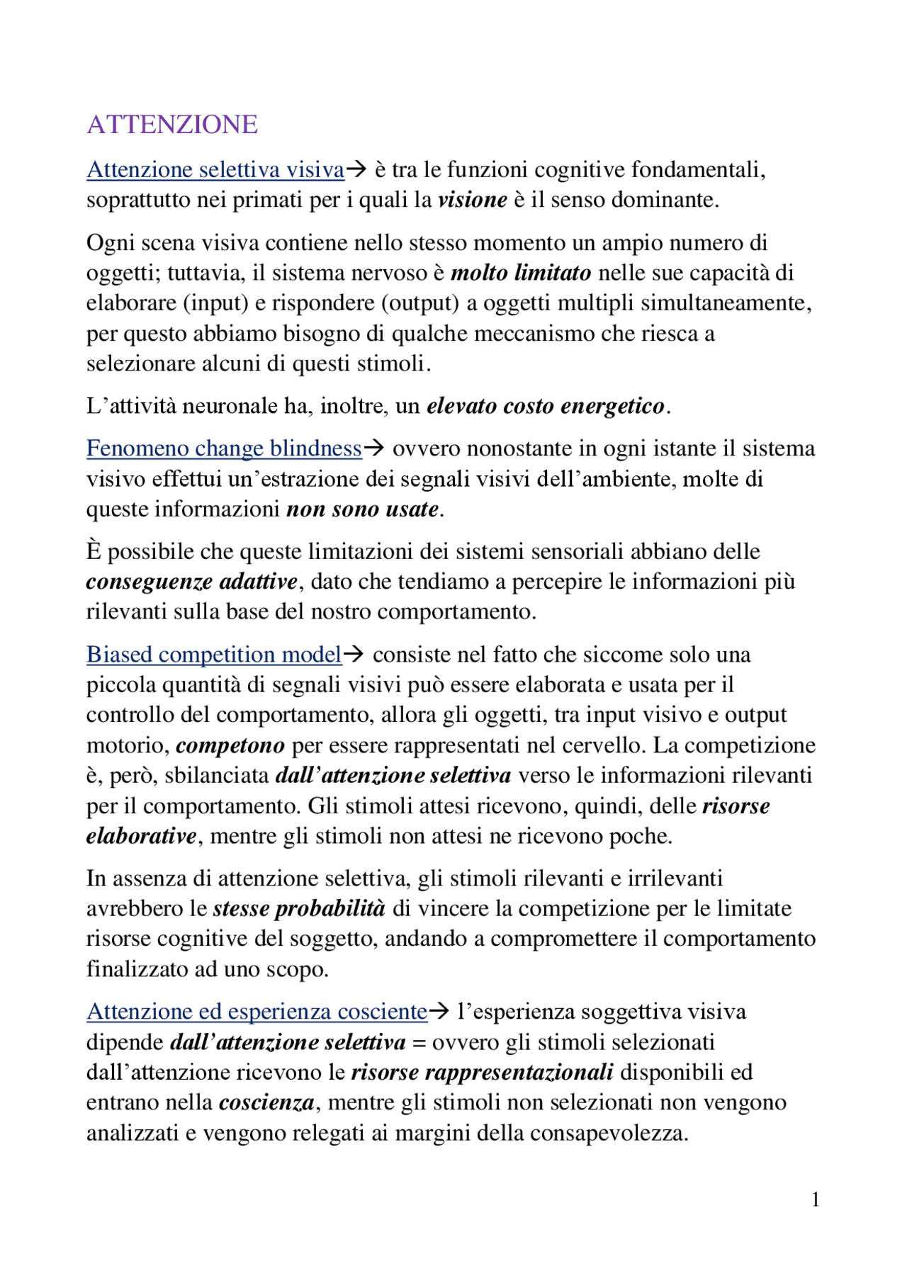 Riassunto Di Neuroscienze Cognitive Docsity
