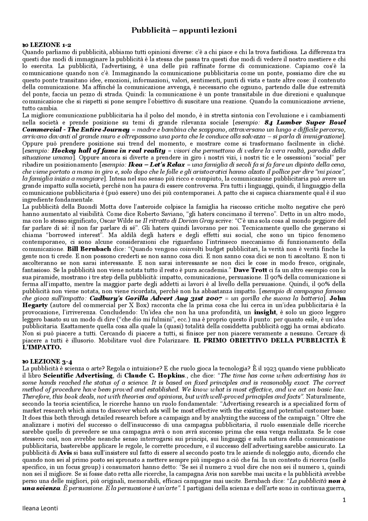 Appunti Lezioni Pubblicità Cmp Primo Anno Docsity
