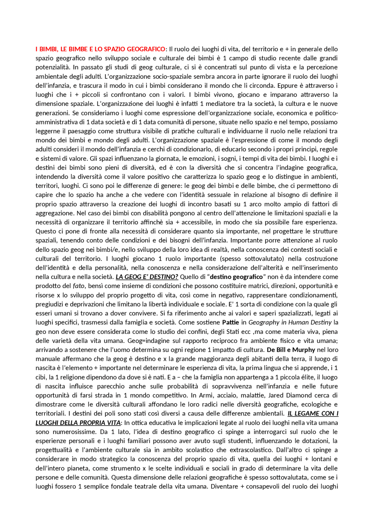 Il mio spazio nel mondo - Docsity