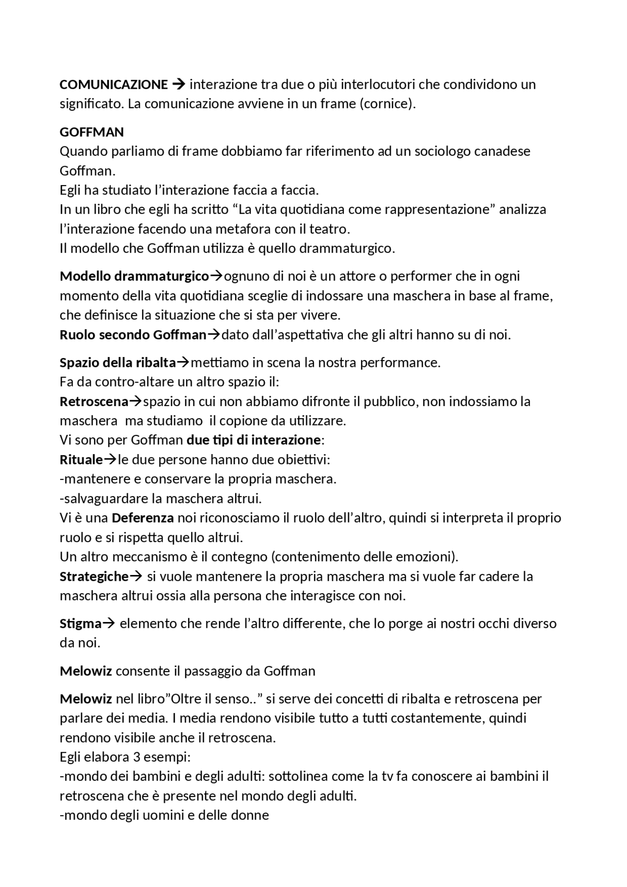 La Comunicazione Autori Sintesi Docsity