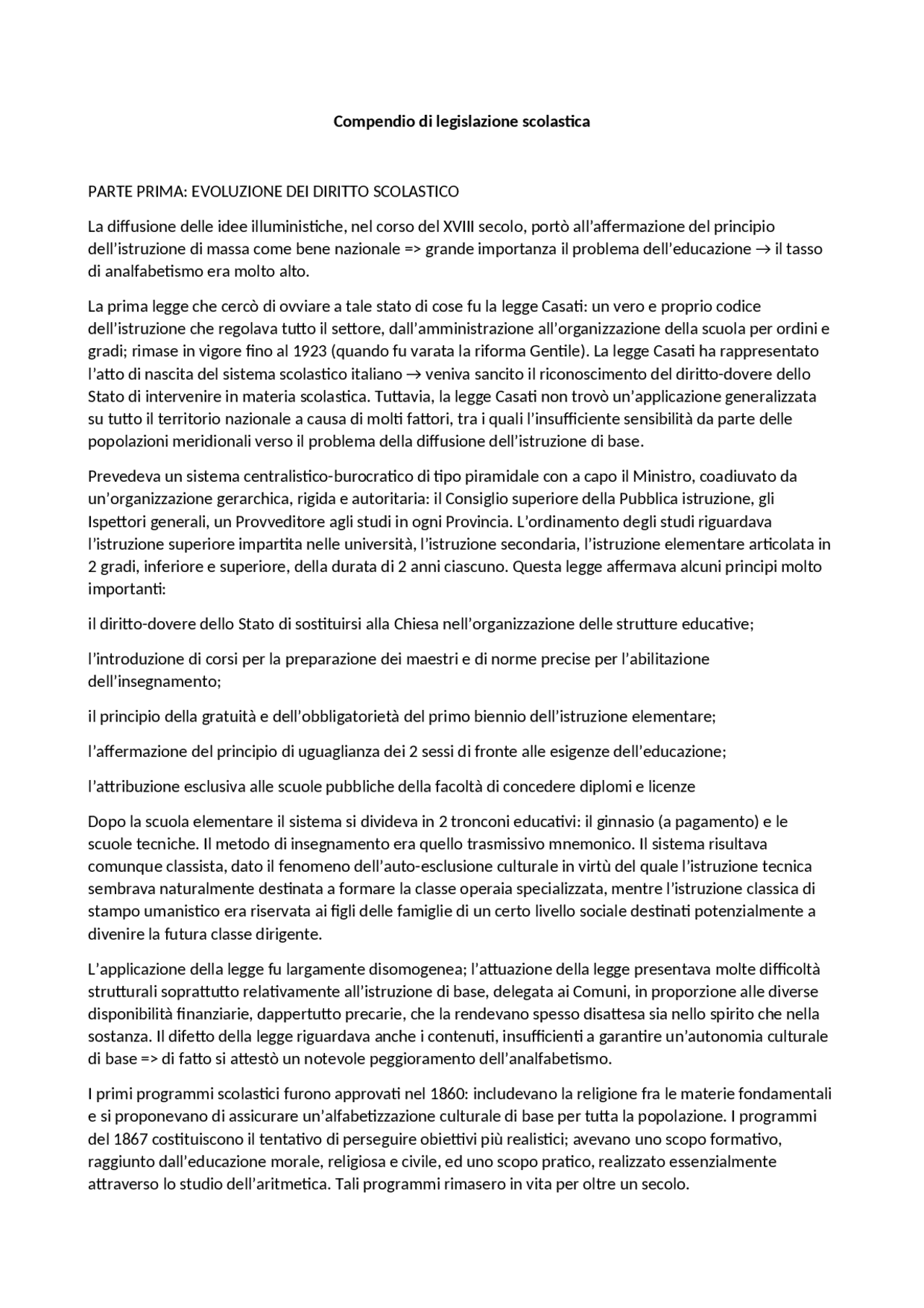Compendio Di Legislazione Scolastica Per Programma Professor Miccichè