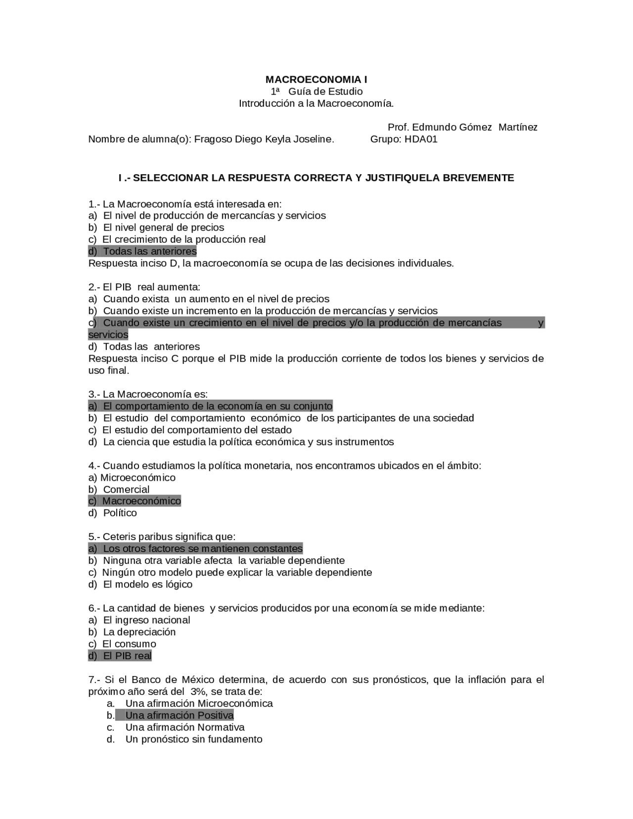 Macroeconomia Ejercicios Docsity