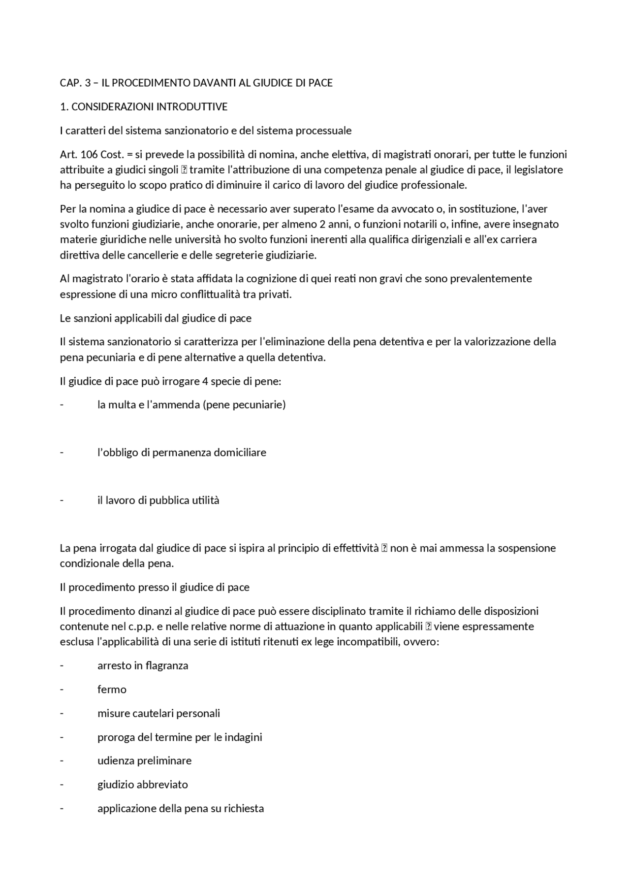 Riassunto Capitolo Procedimento Giudice Di Pace Docsity