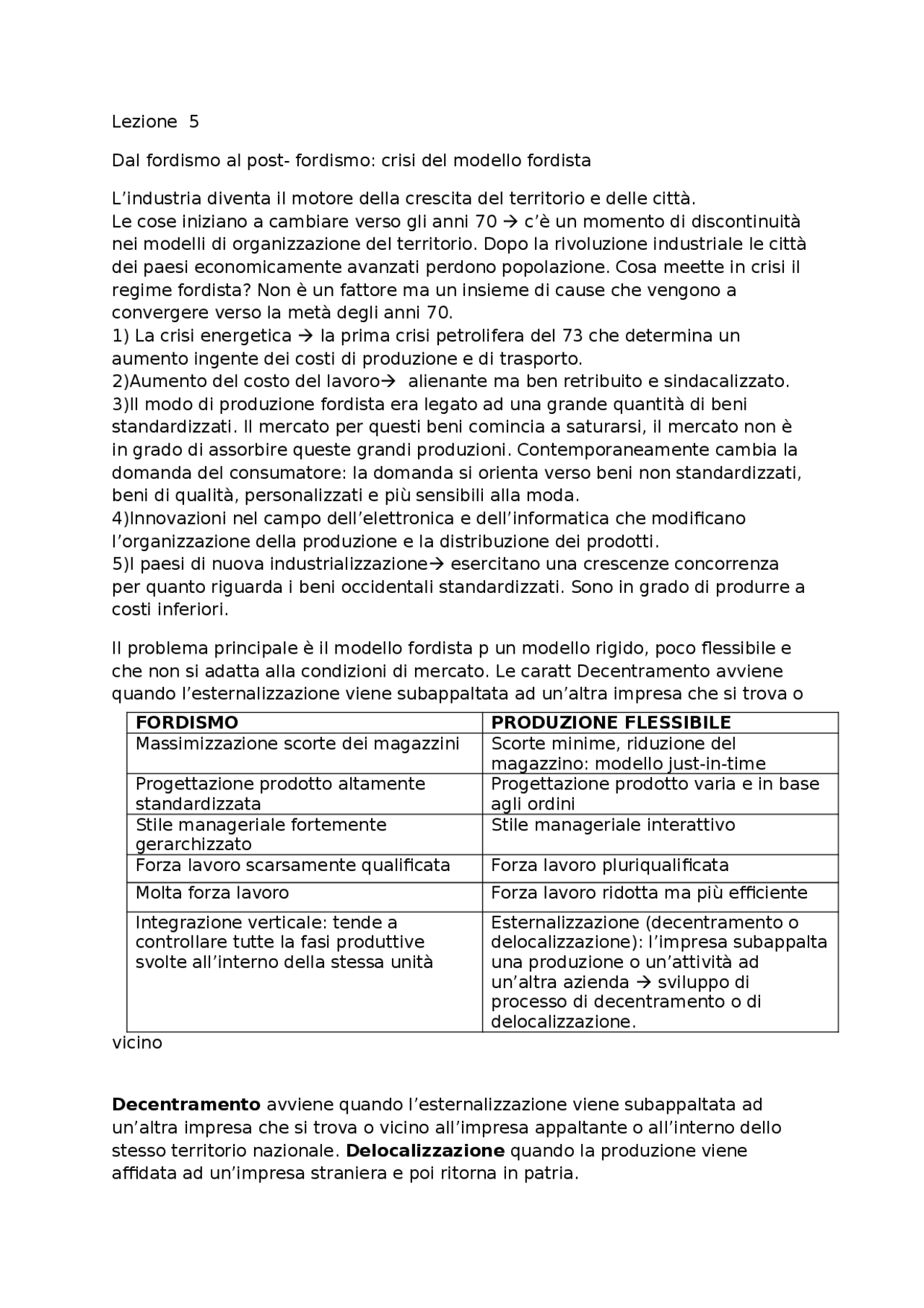 Dal fordismo al post- fordismo: crisi del modello fordista | Appunti di ...