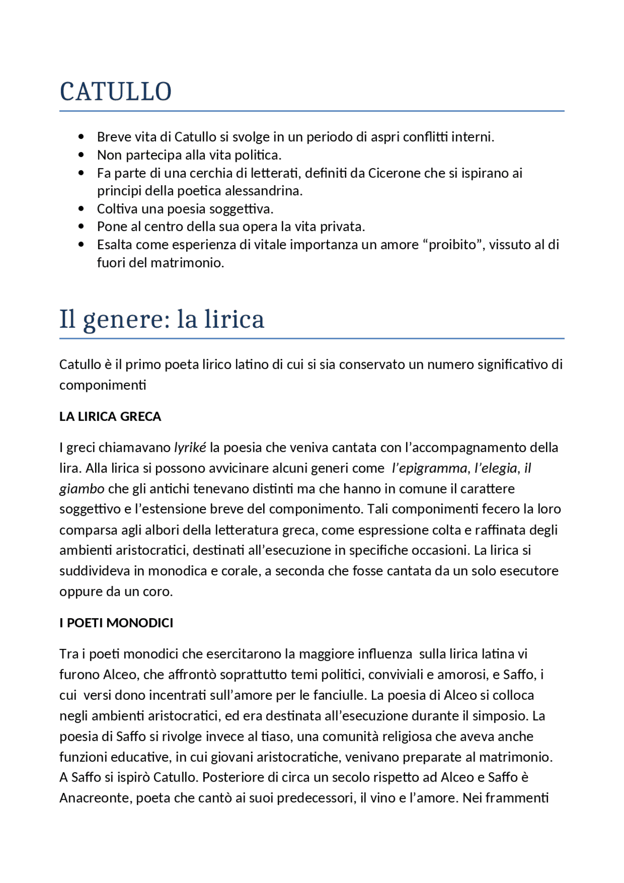 Appunti Latino Su Catullo Docsity