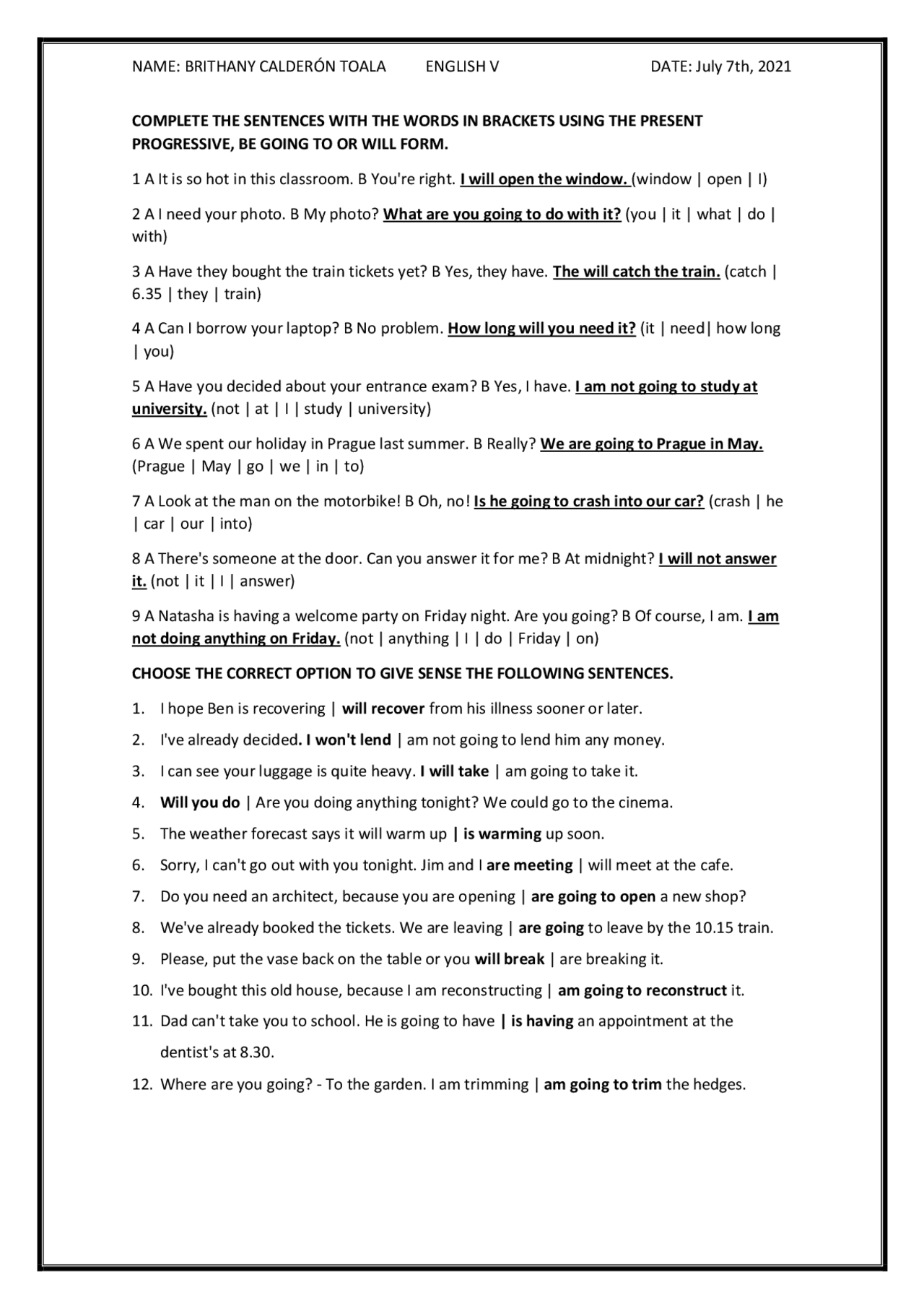 Trabajos De Ingles Resueltos Gramatica Exercises Of English Language